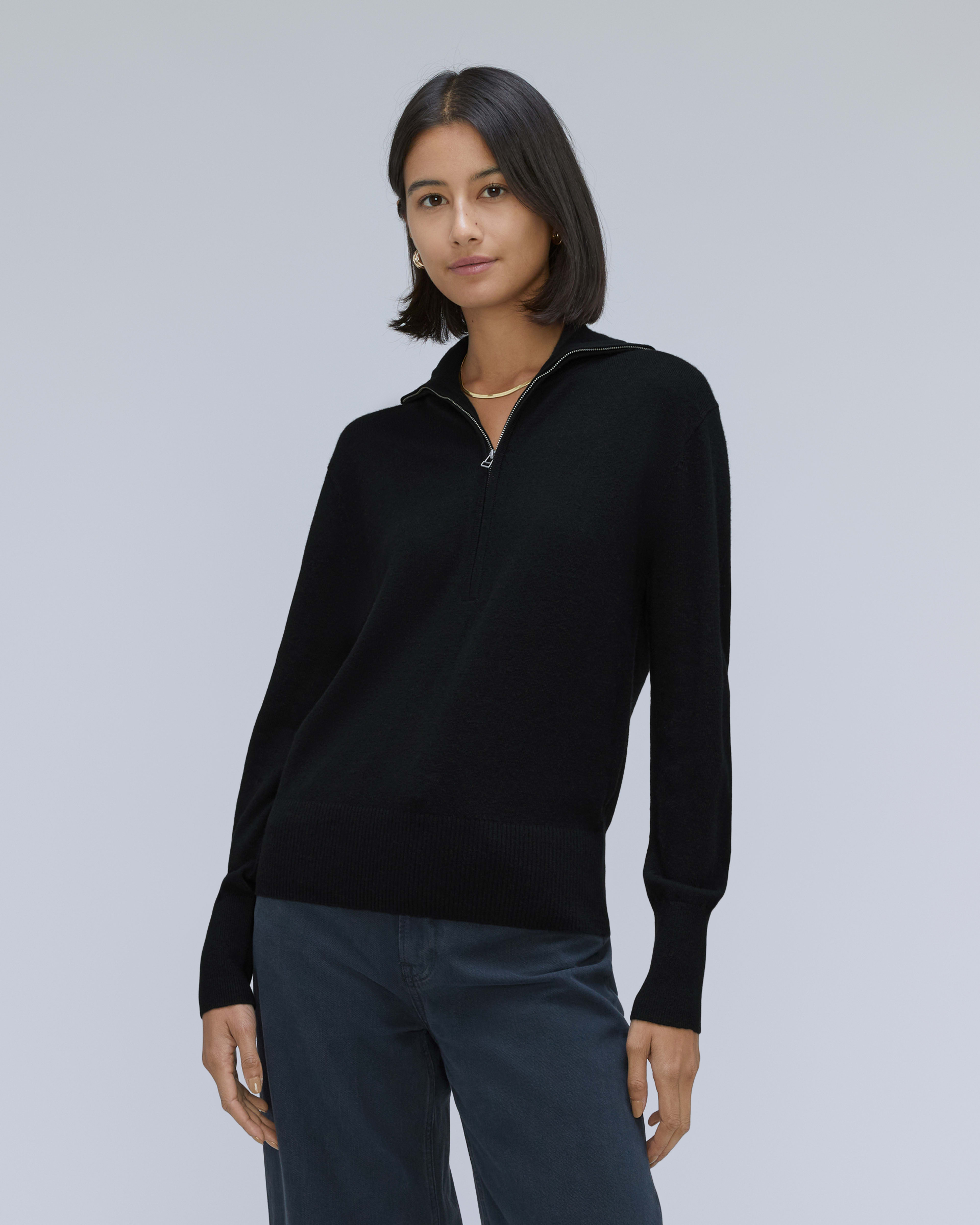 The Luxe Merino Half-Zip Sweater Black – Everlane