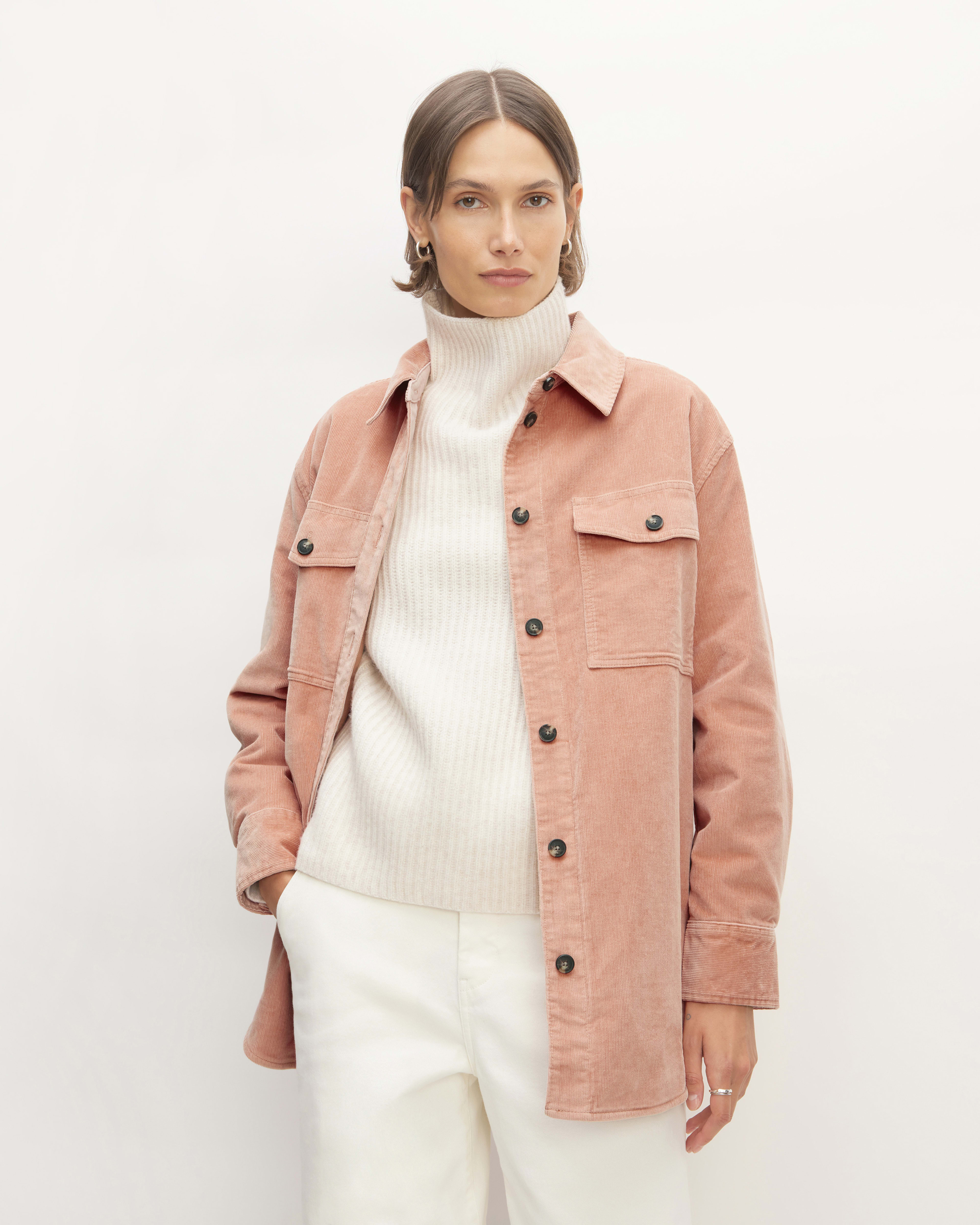 The Corduroy Oversized Shirt Jacket Blush Pink – Everlane