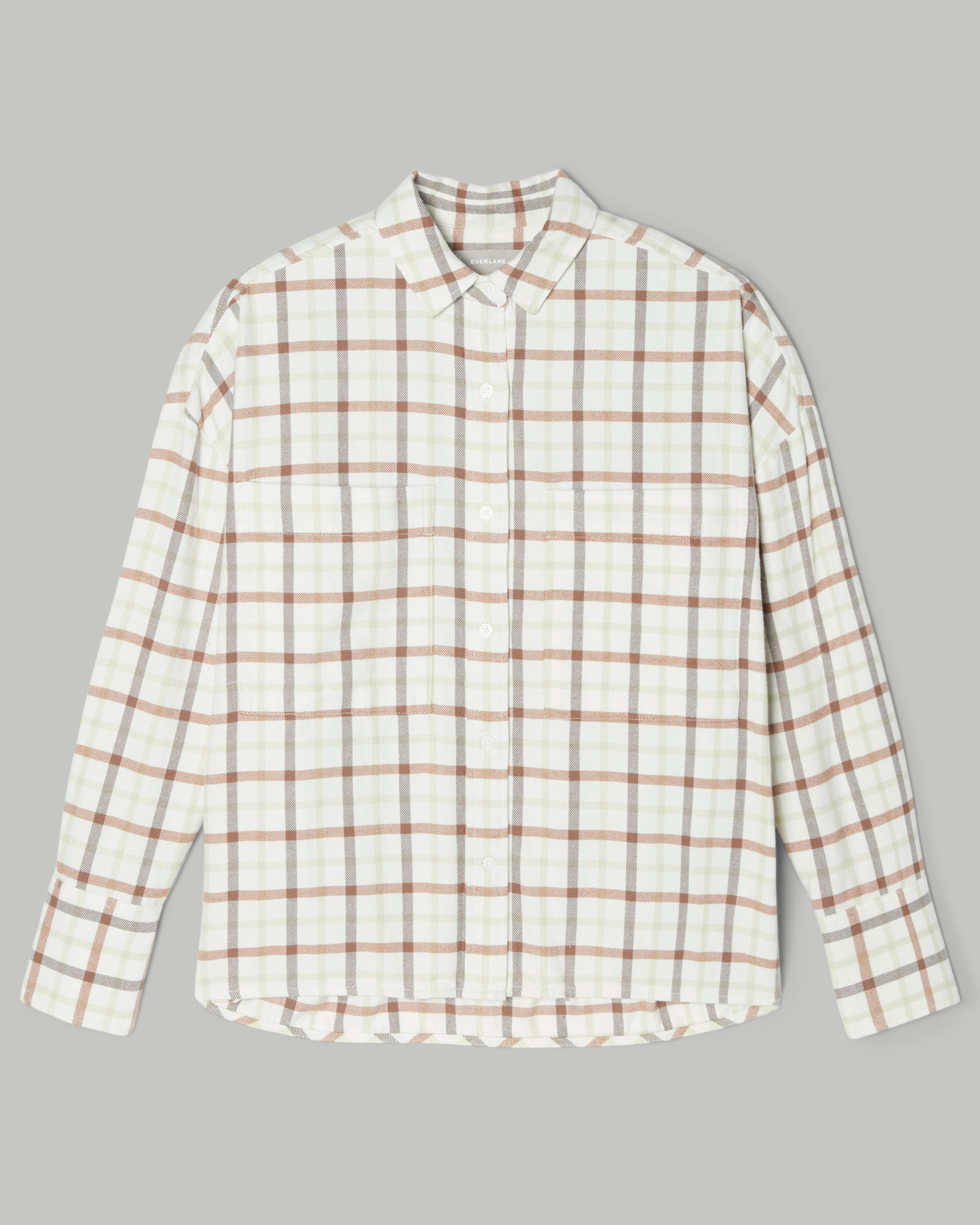 The Boxy Flannel Seafoam / Tobacco Brown Plaid – Everlane