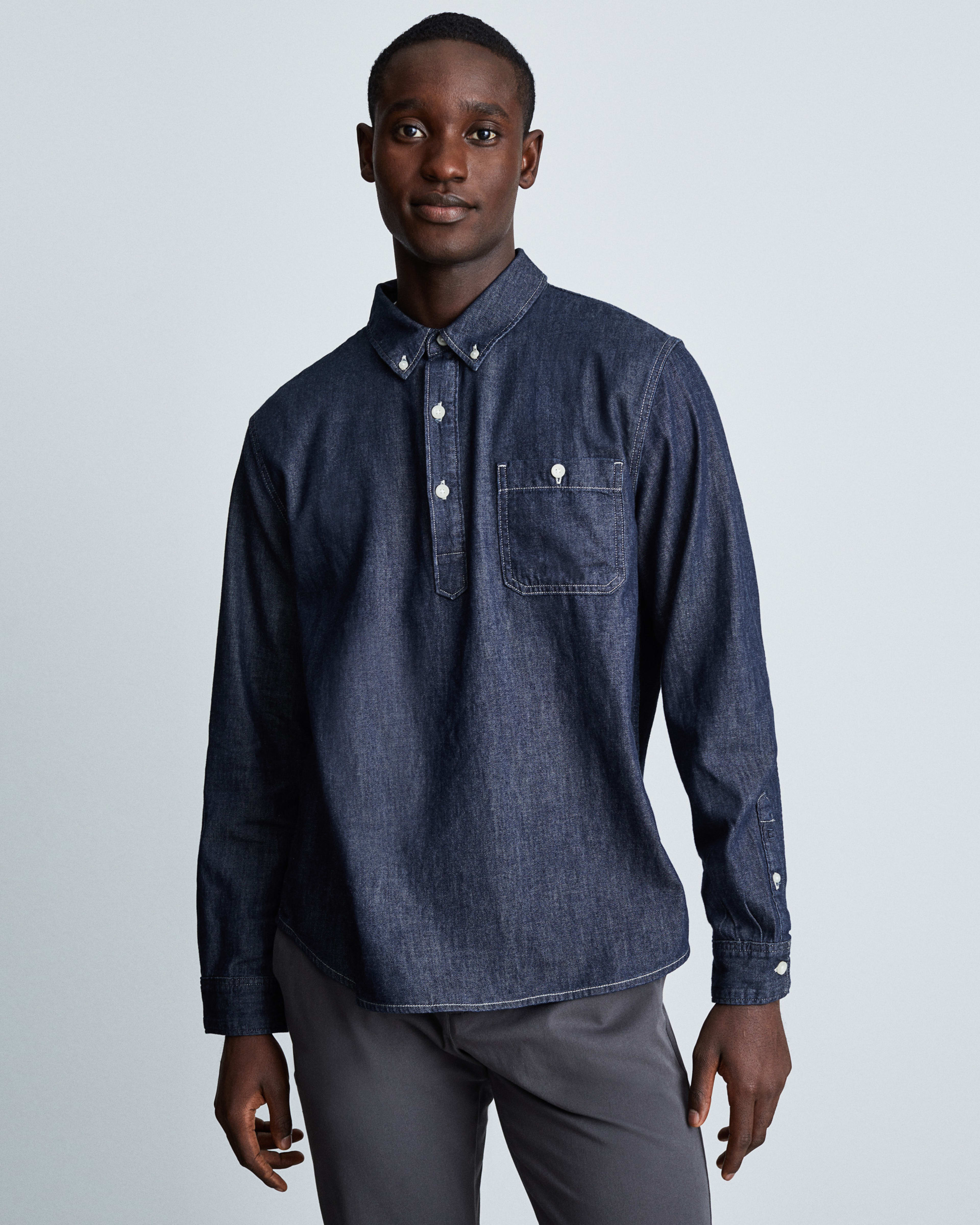 The Denim Popover Shirt Dark Indigo – Everlane