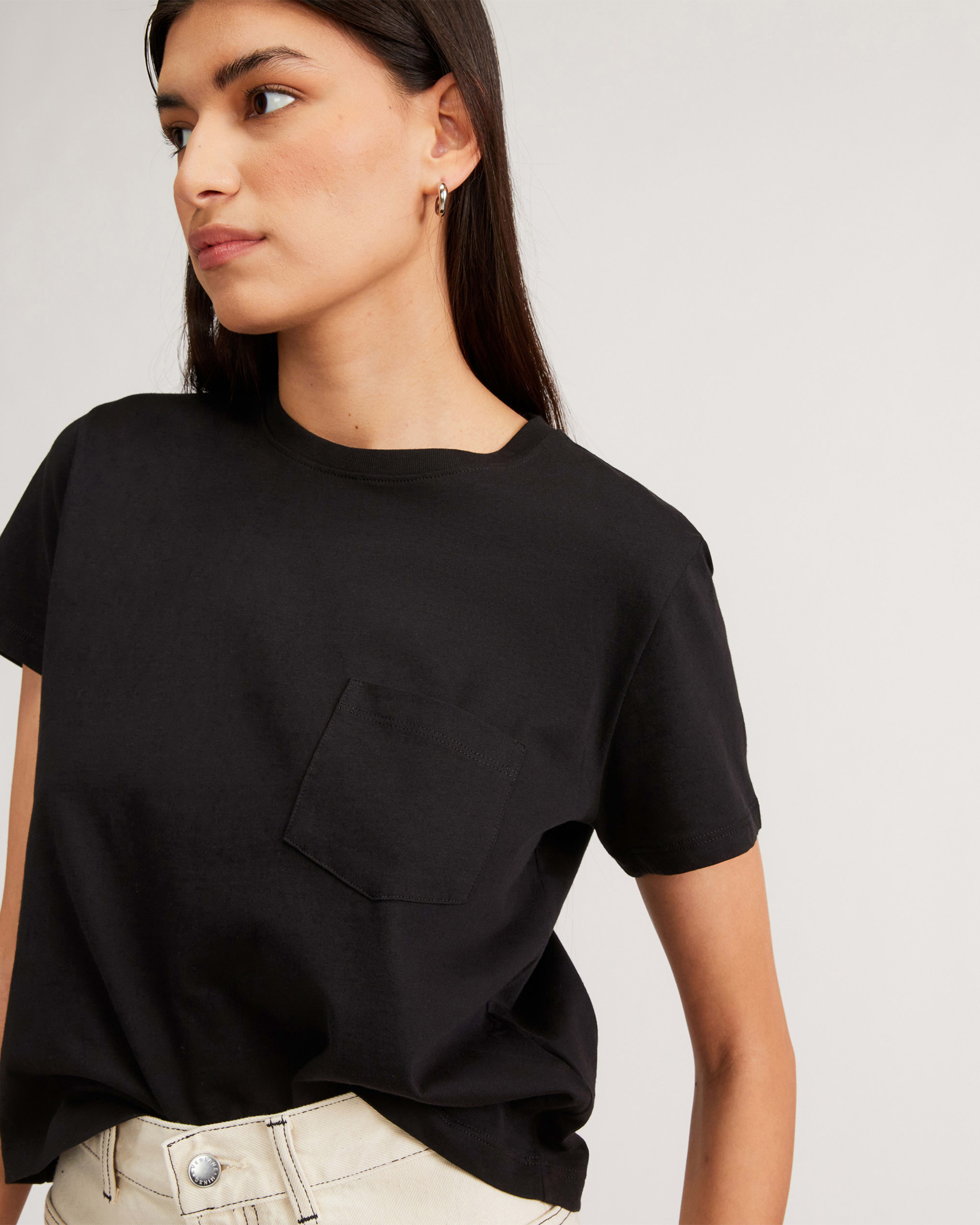 The Organic Cotton Box-Cut Tee Black – Everlane
