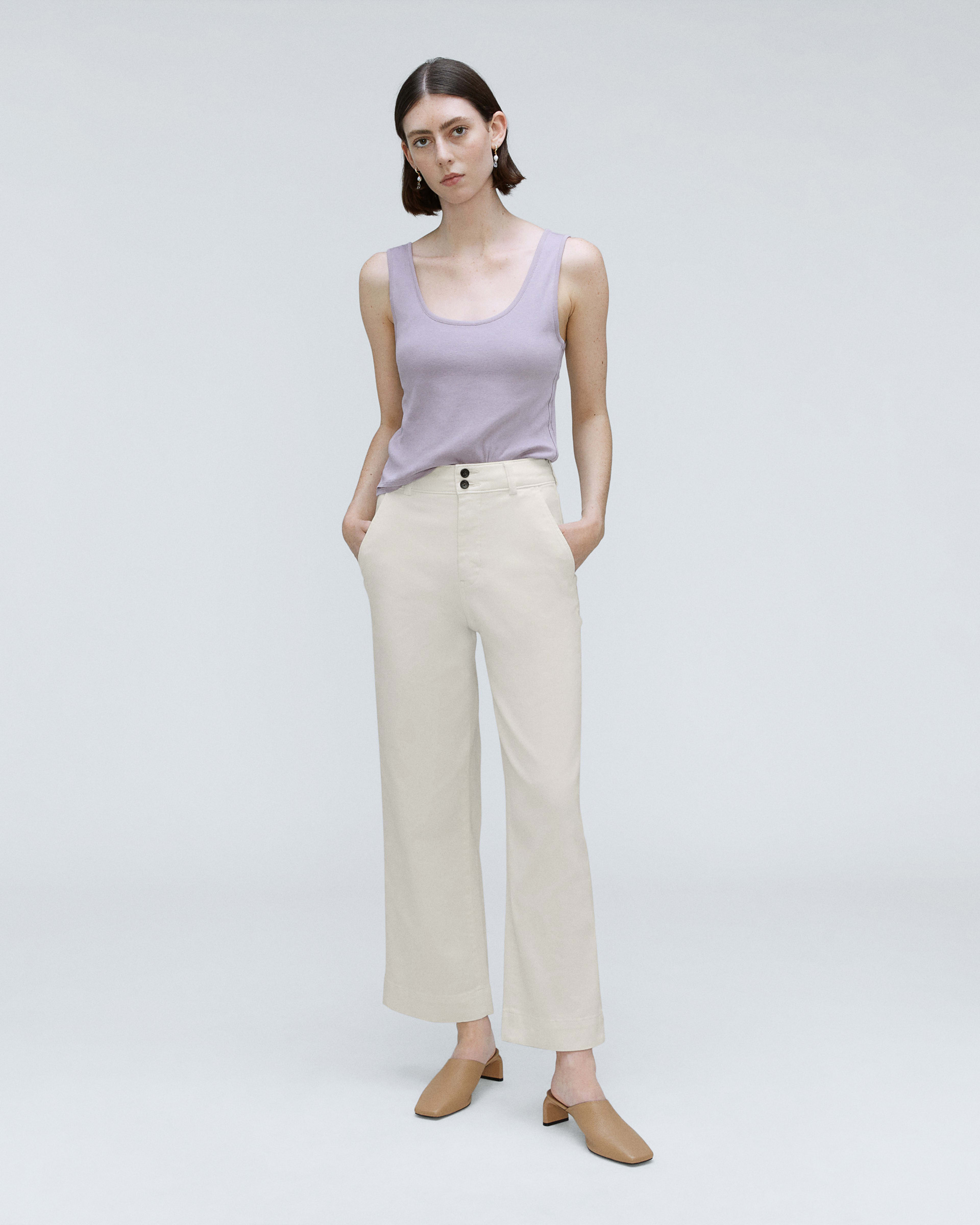 The Organic Wide-Leg Pant Bone – Everlane