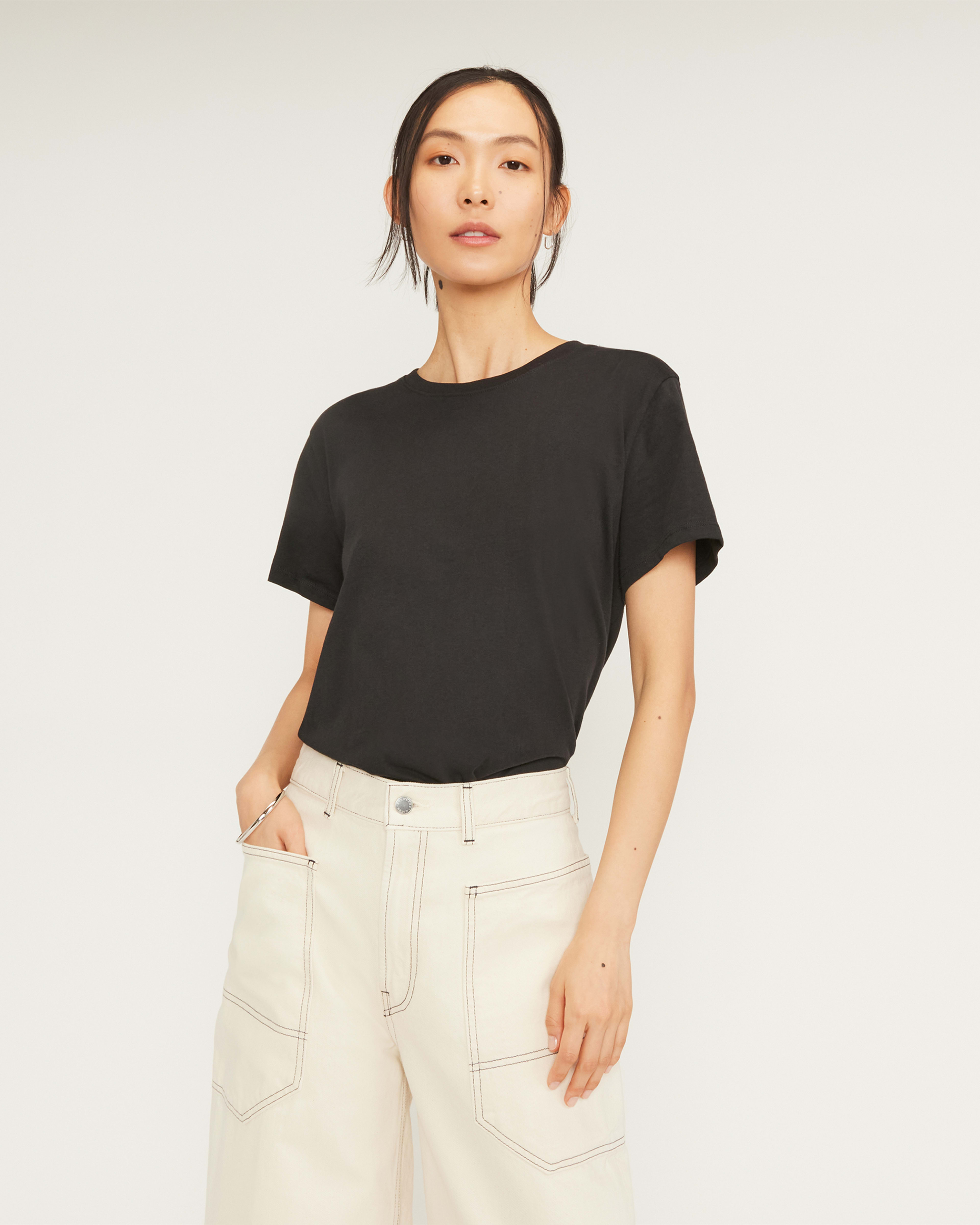 The Organic Cotton Box-Cut Tee Black – Everlane