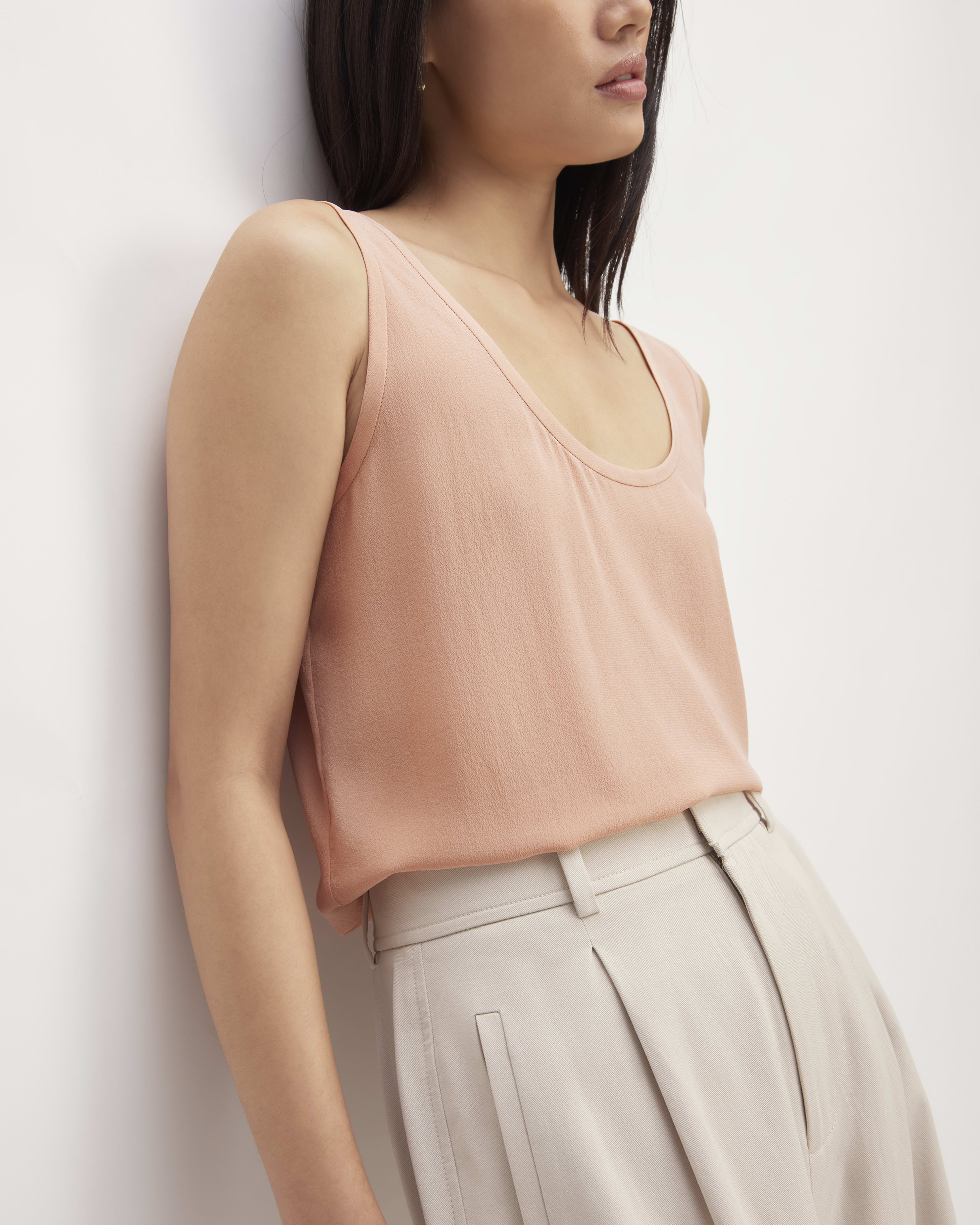 The Washable Clean Silk Scoop-Neck Tank Blush Pink – Everlane