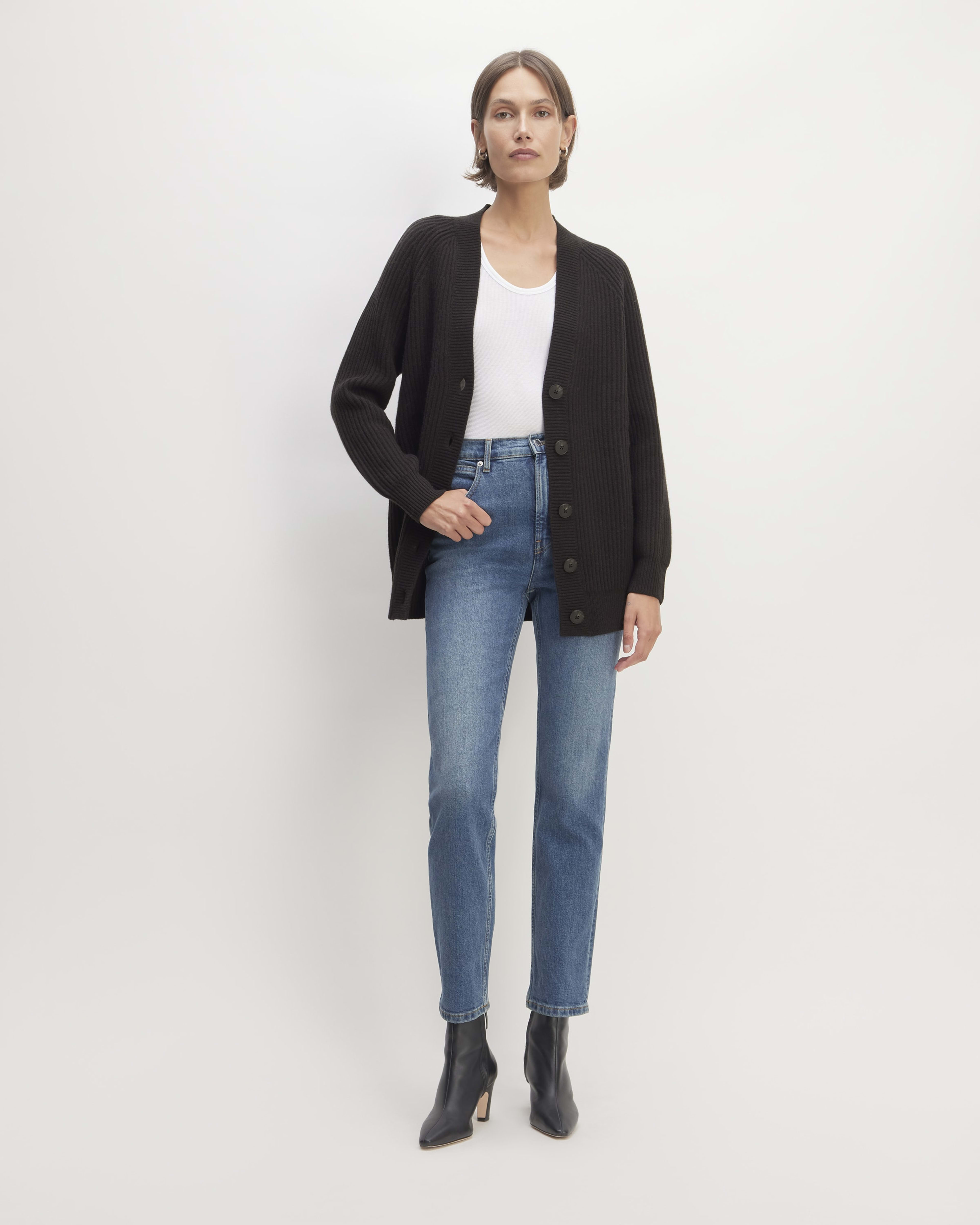 The Felted Merino Cocoon Cardigan Black – Everlane