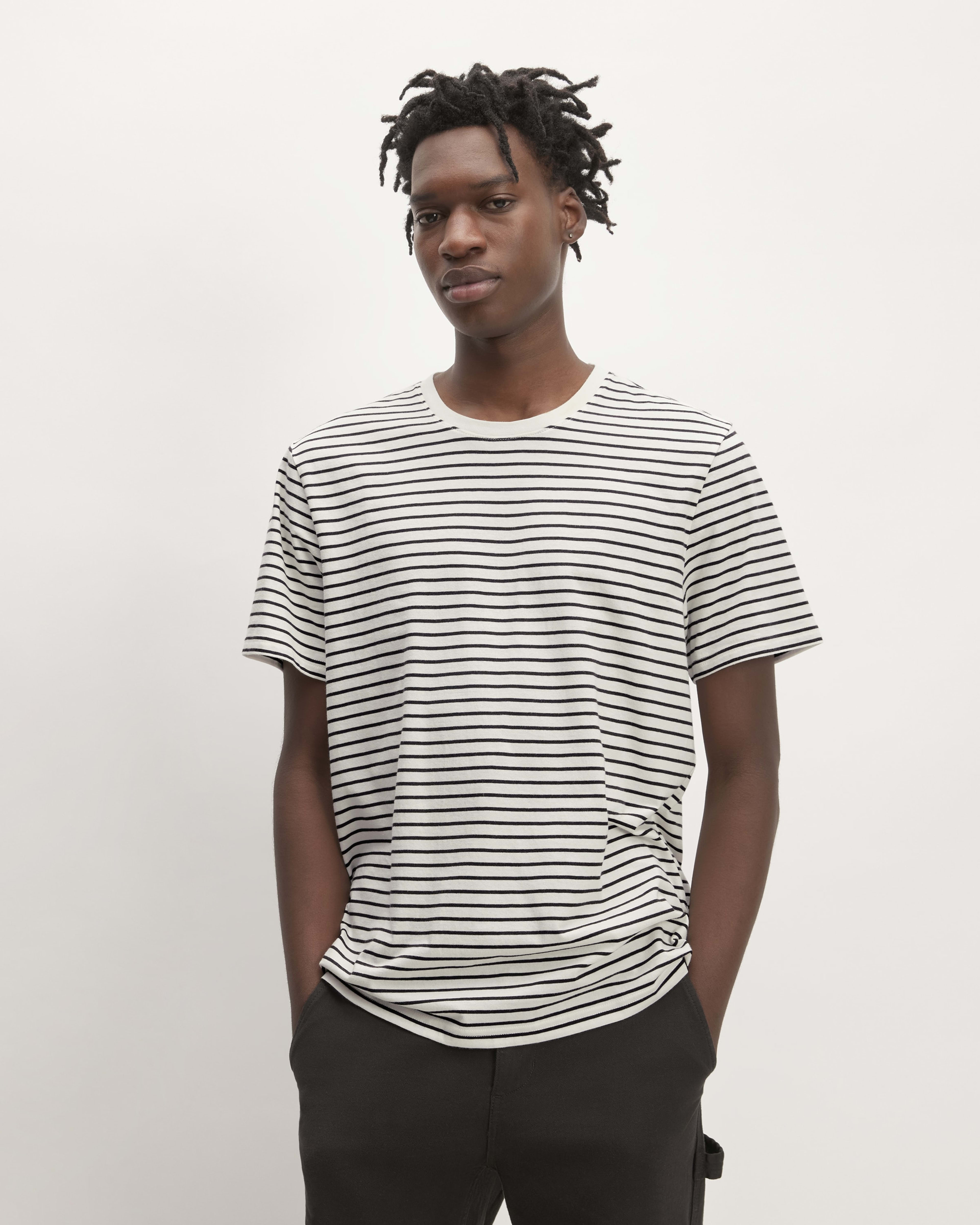 The Essential Organic Crew | Uniform Bone / Black – Everlane