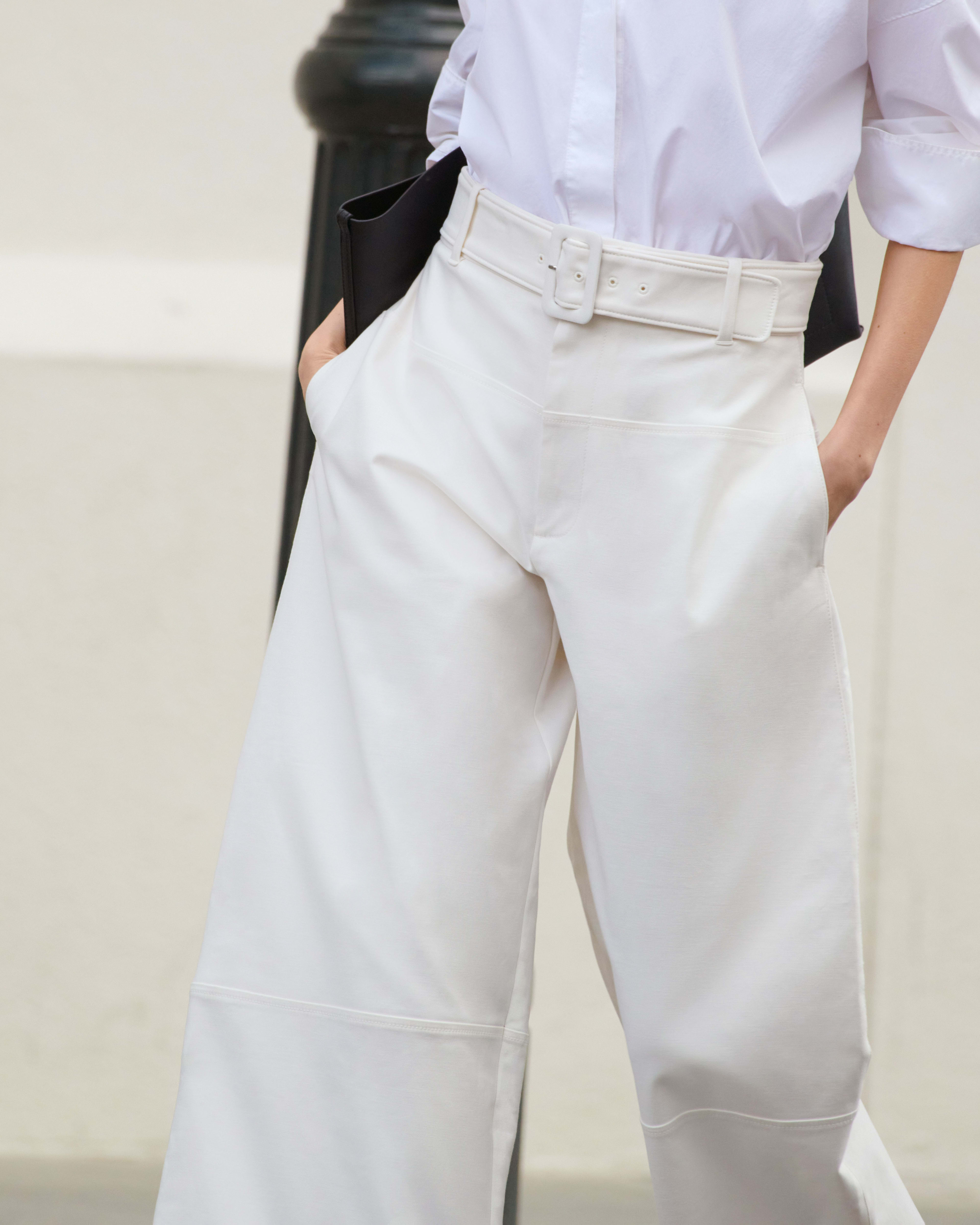 The Structured Cotton Belted Pant Bone – Everlane