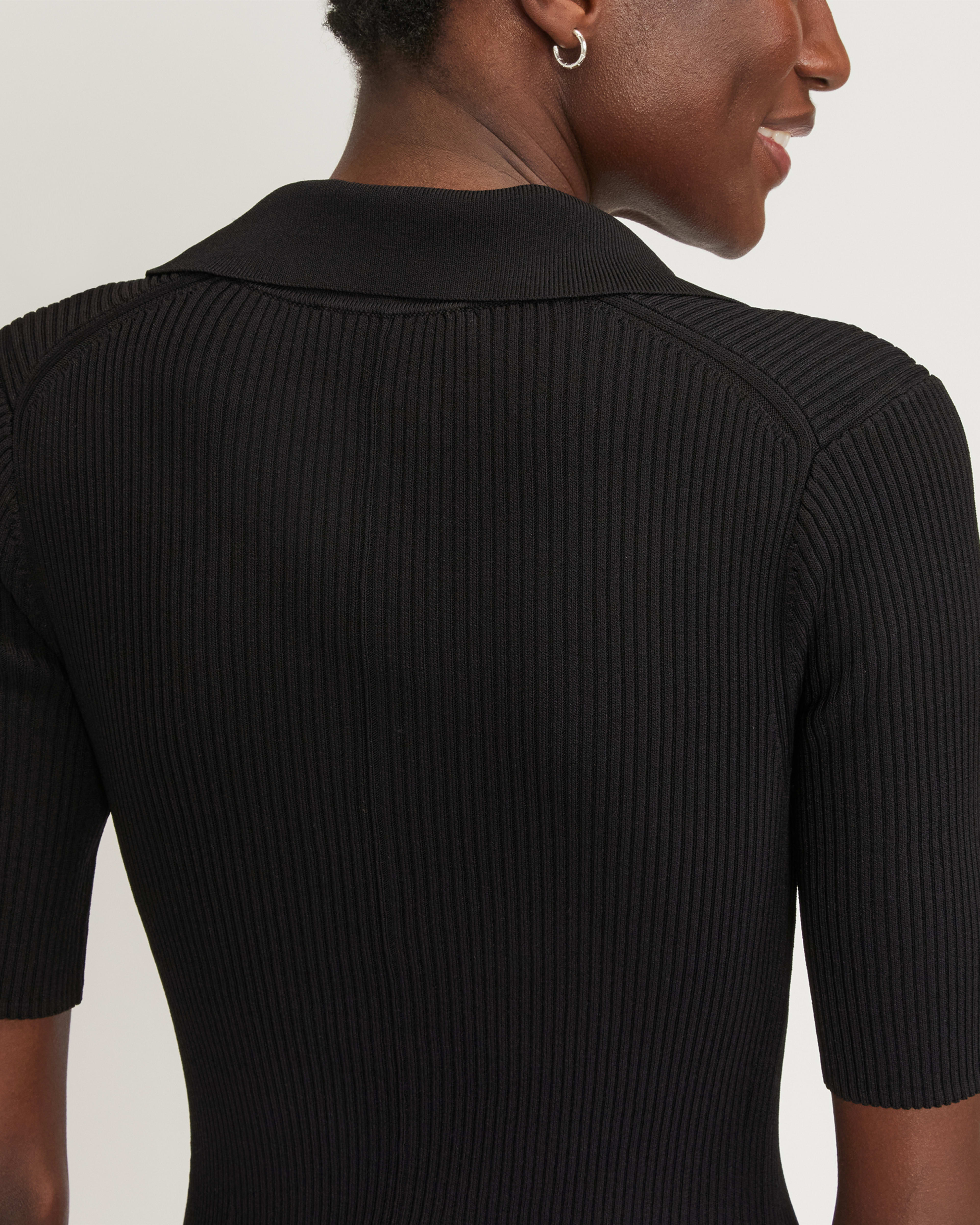 The Ribbed Short-Sleeve Polo Dress Black – Everlane