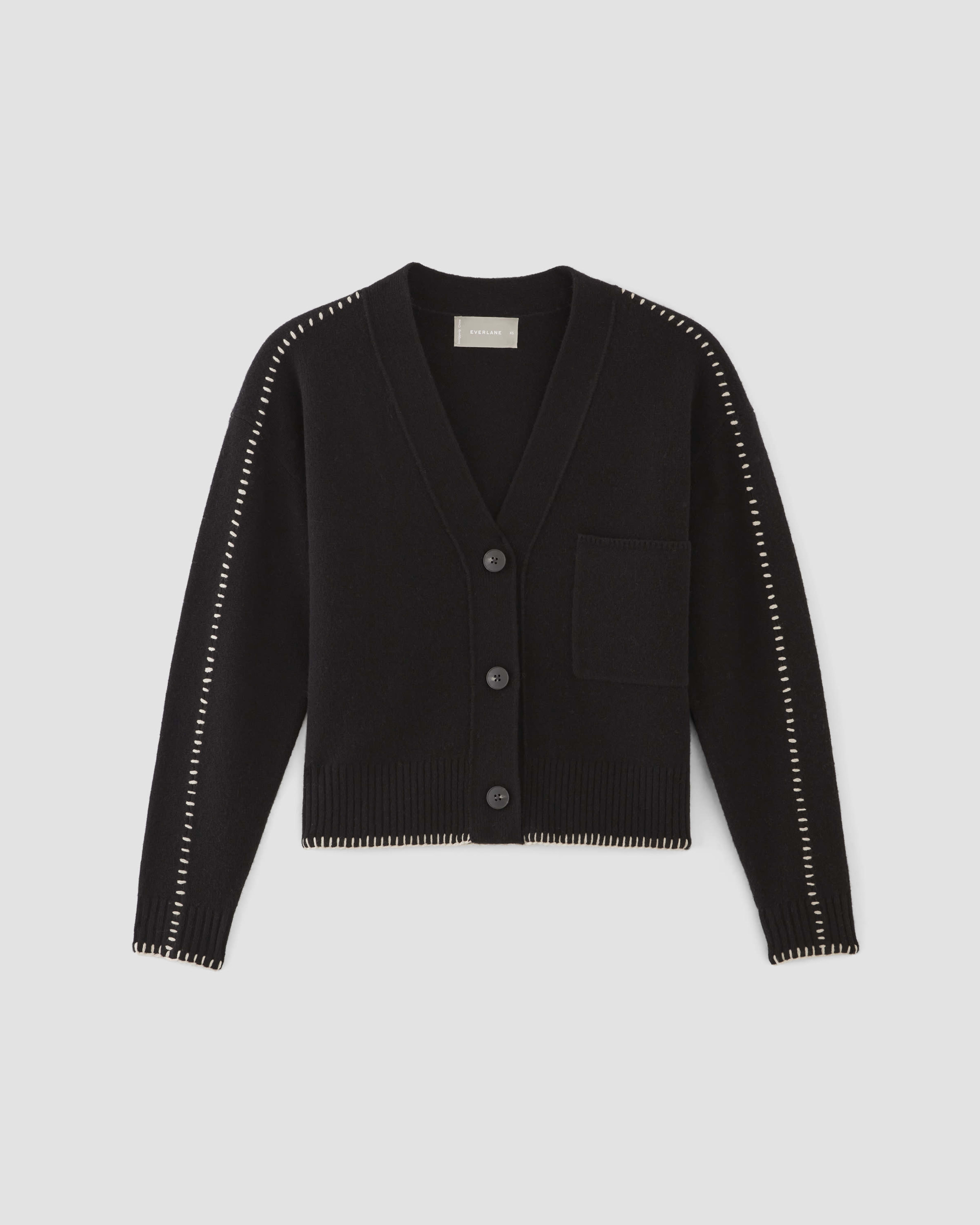 The Good Merino Wool Cardigan Black / Buttermilk – Everlane
