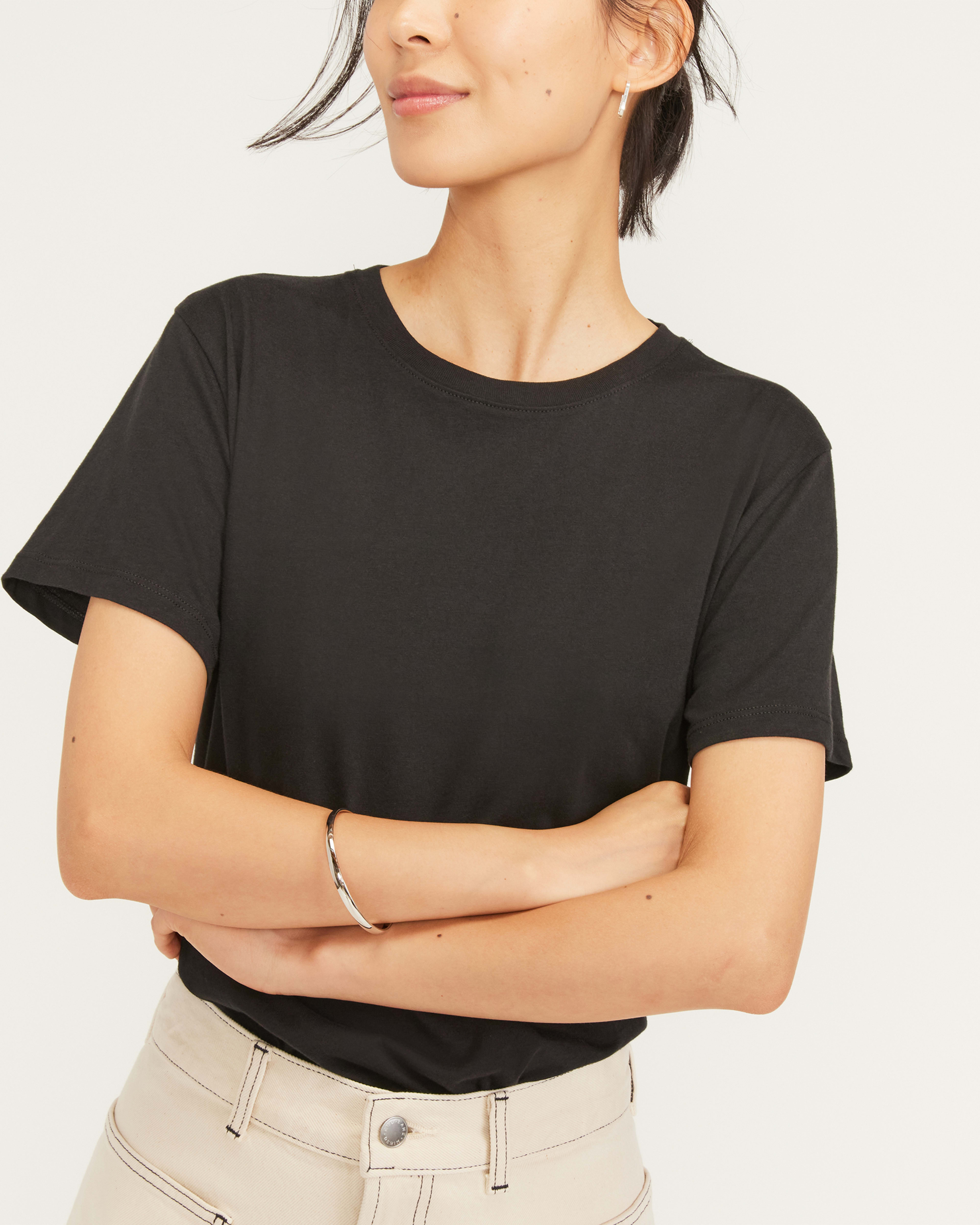 The Organic Cotton Box-Cut Tee Black – Everlane