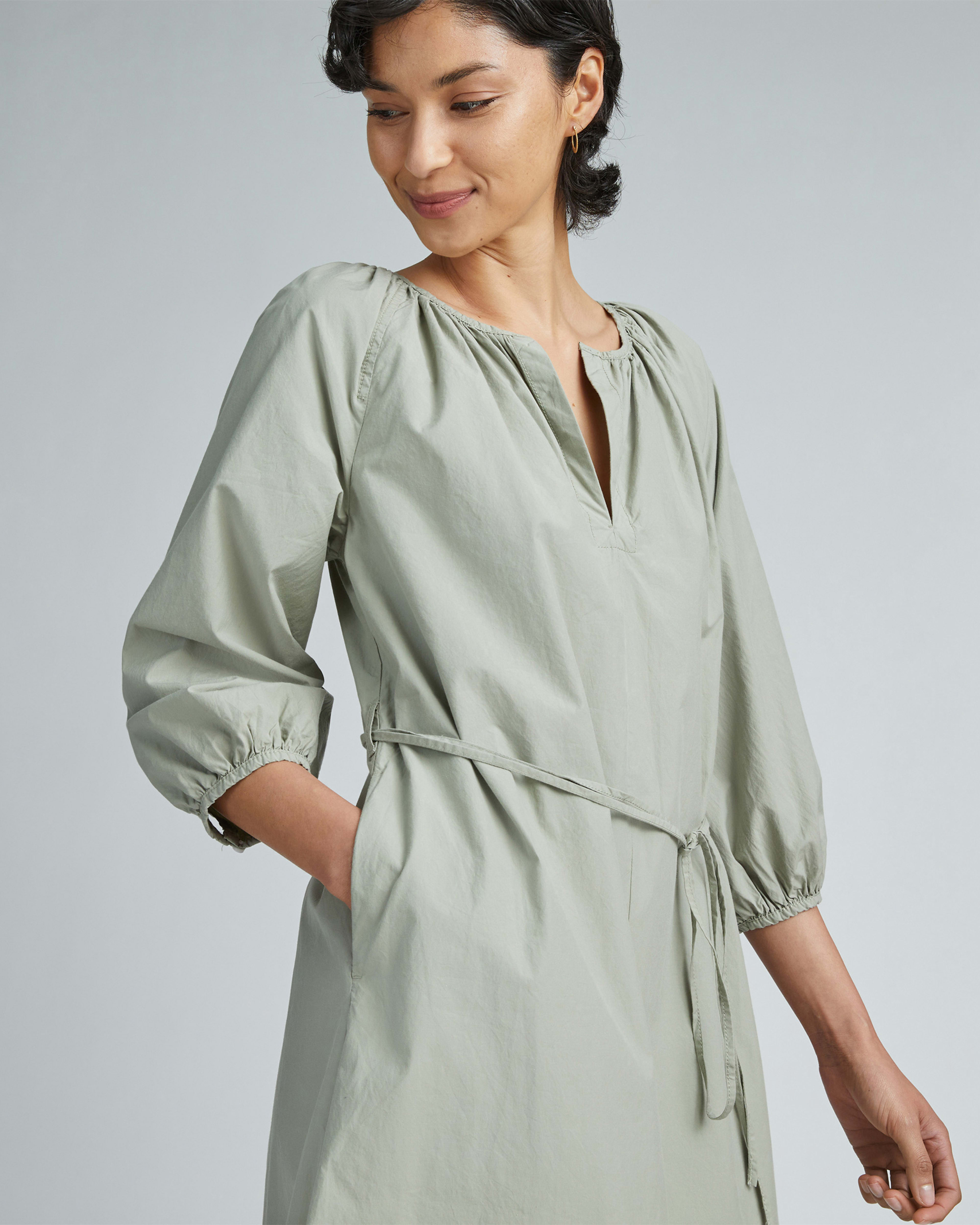 The Raglan Sleeve Poplin Dress Seagrass – Everlane