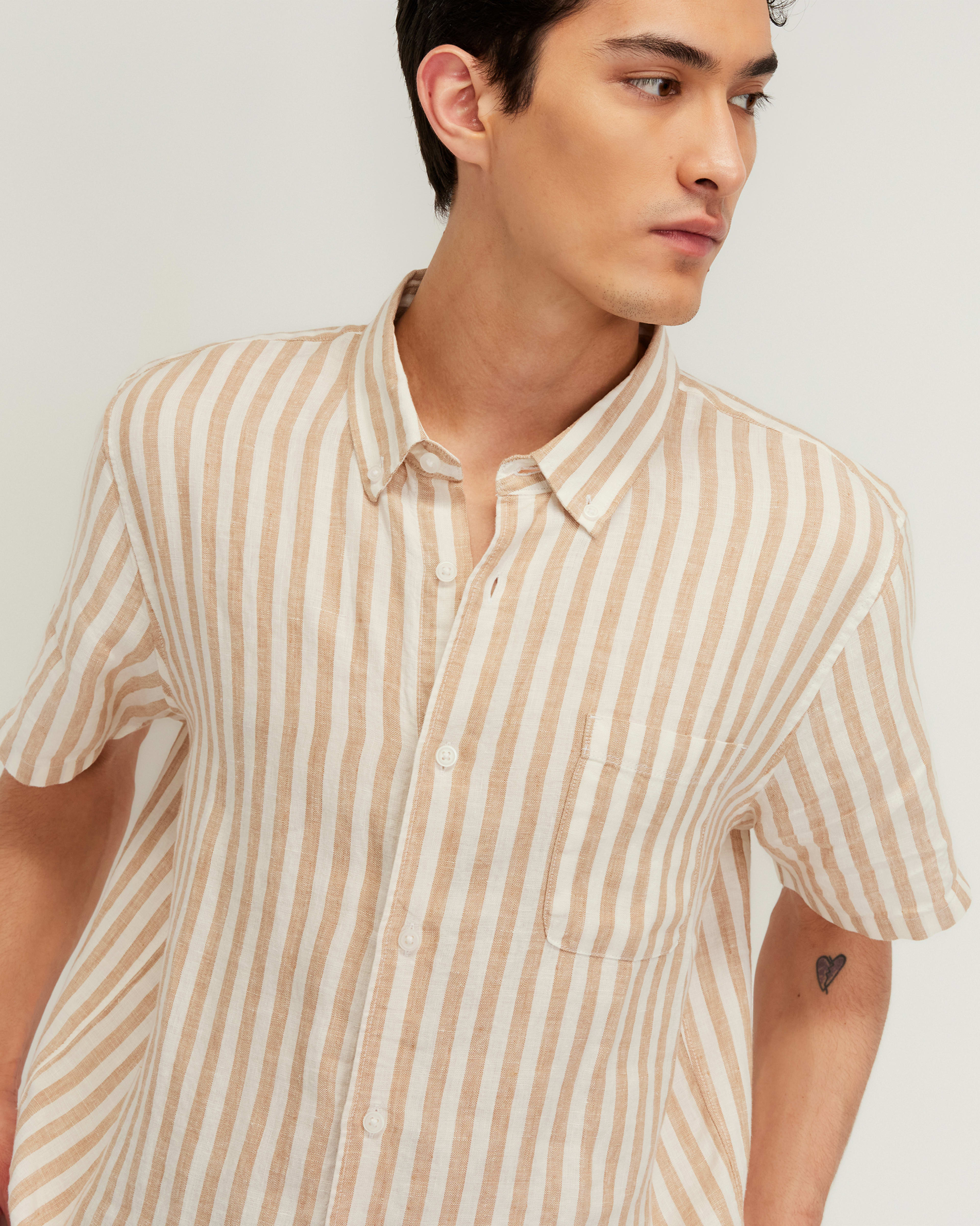 The Linen Short-Sleeve Standard Fit Shirt Bone / Caramel – Everlane