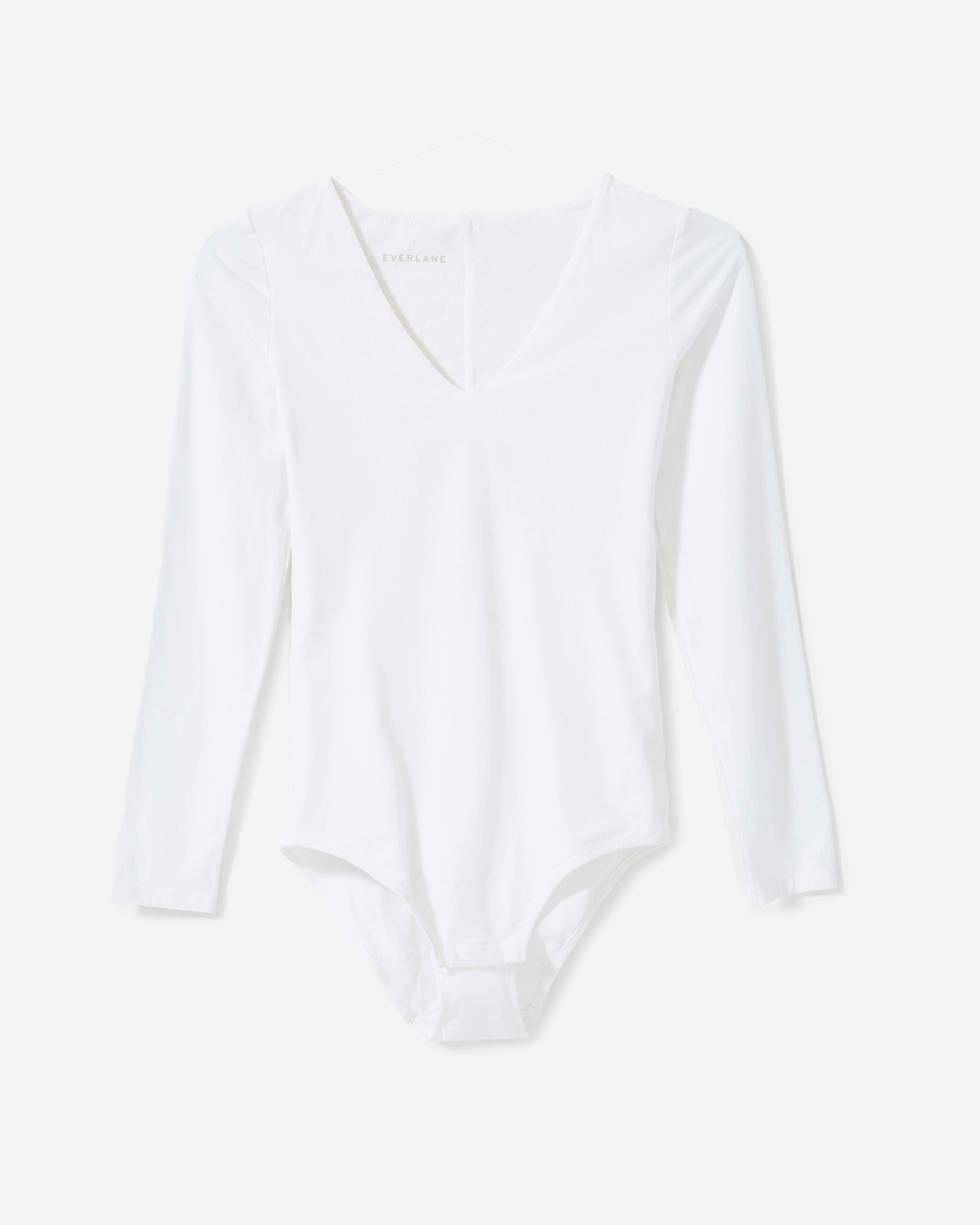The Long-Sleeve V-Neck Bodysuit White – Everlane