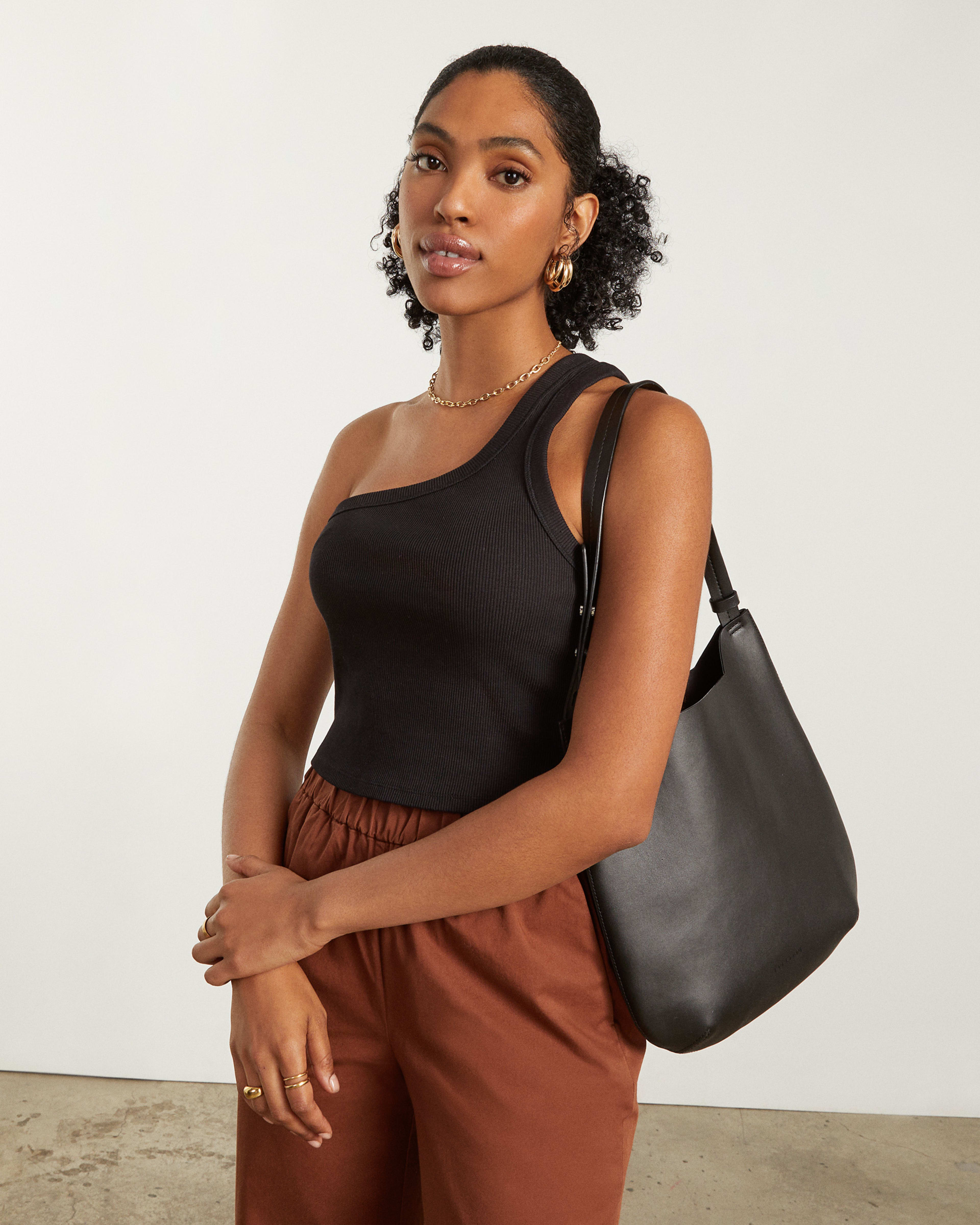 The Ribbed One-Shoulder Tank Black – Everlane