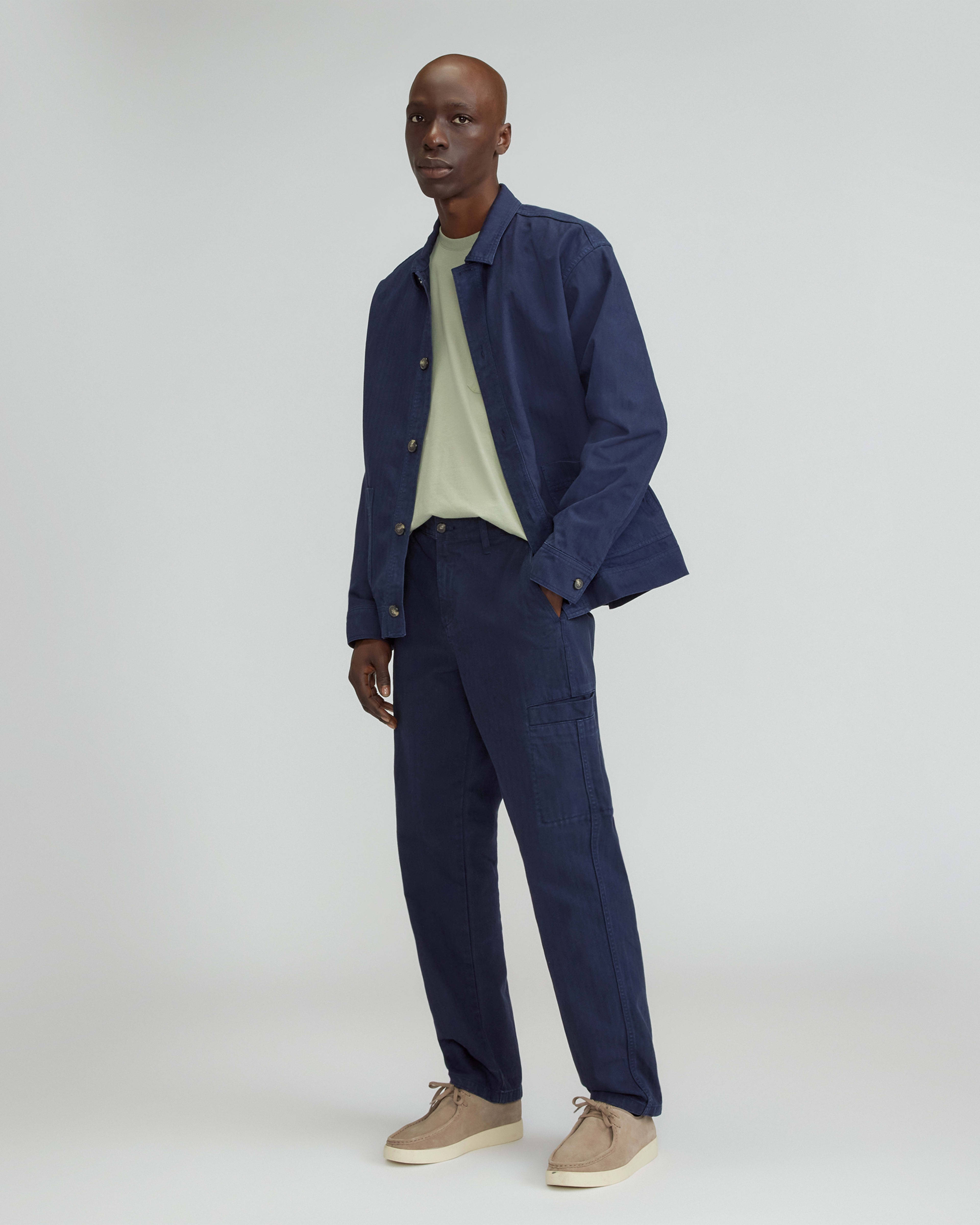 The Organic Cotton Herringbone Utility Jacket Navy – Everlane