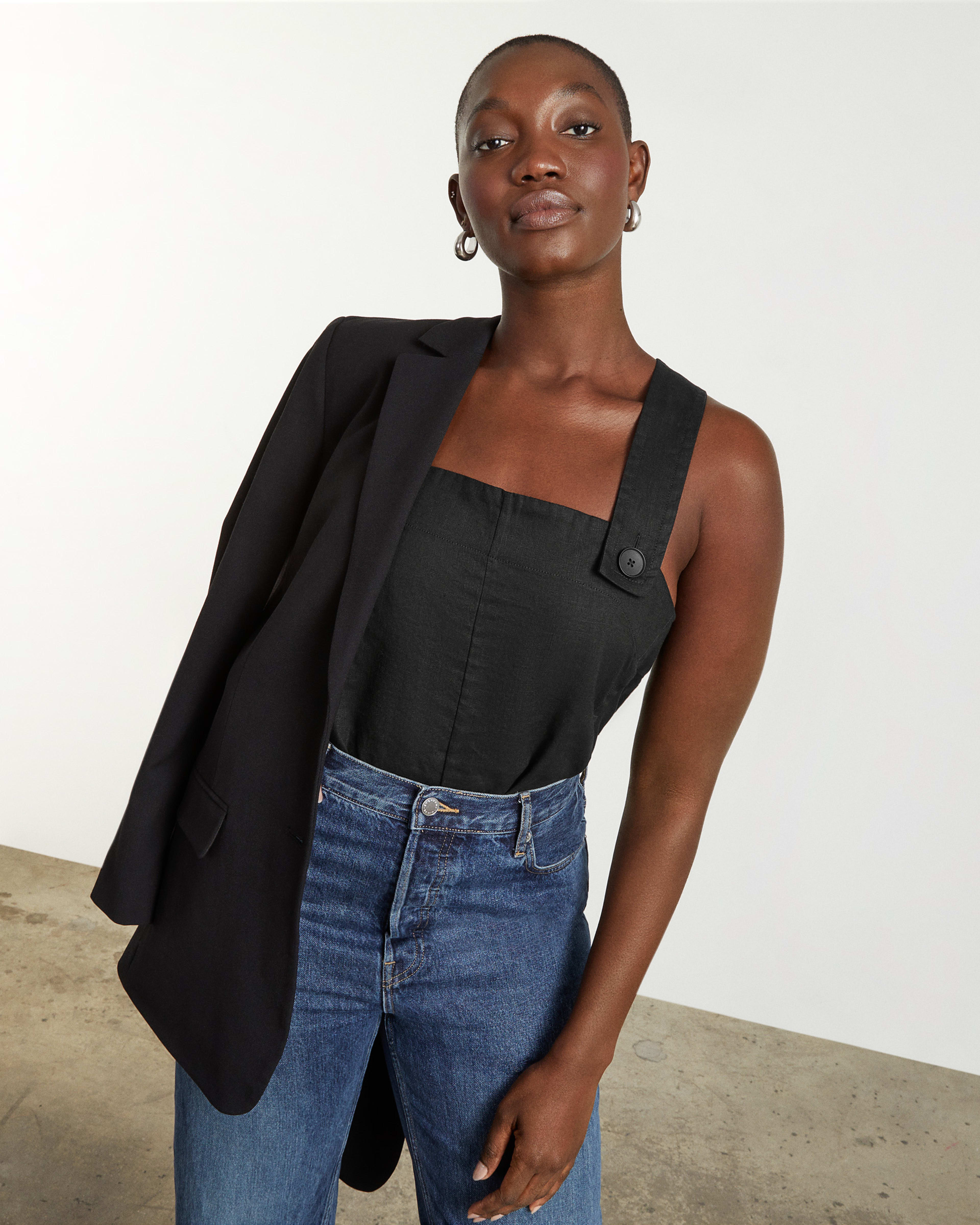 The Apron Linen Tank Black – Everlane