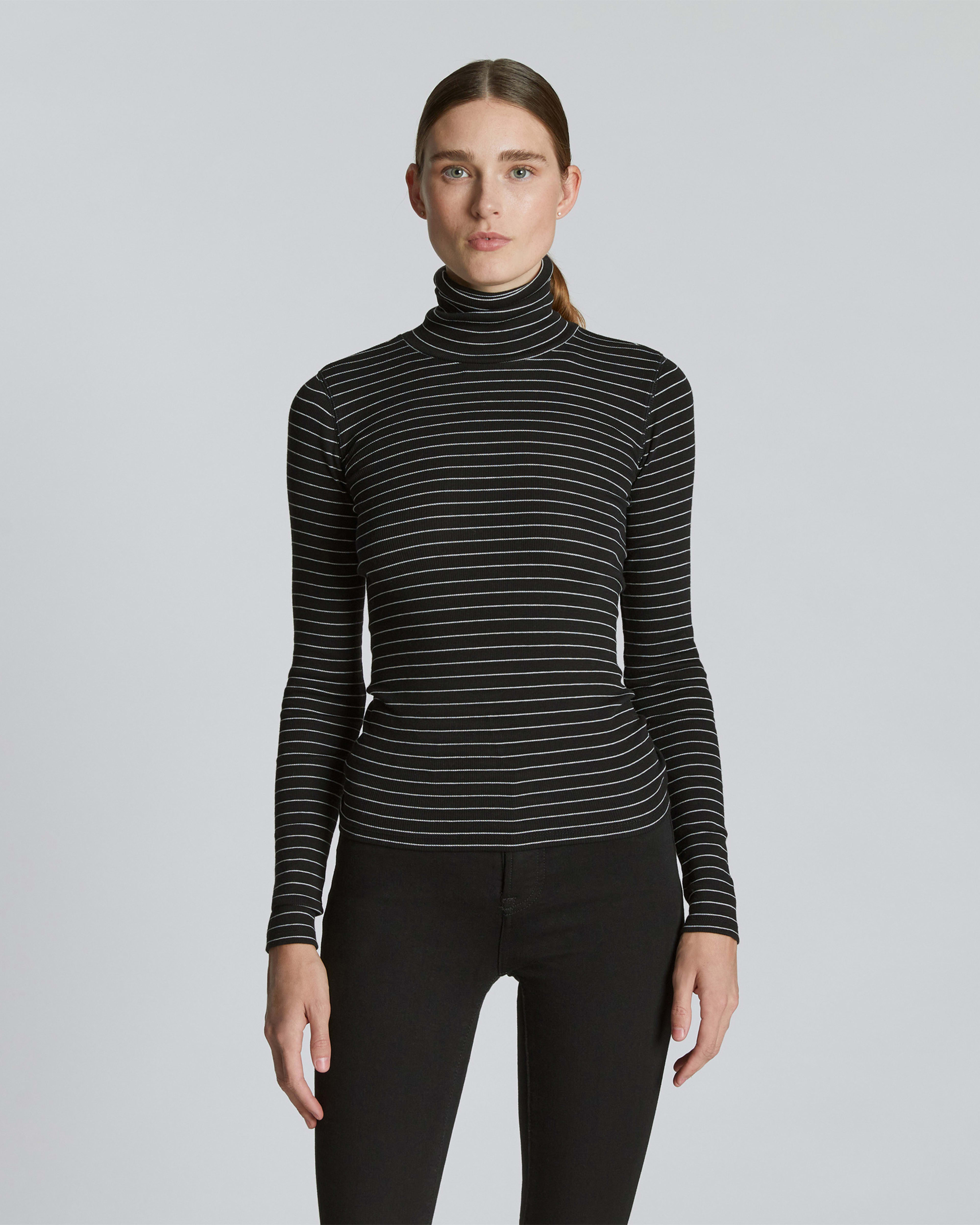 The Supima® Micro-Rib Turtleneck Black / Canvas Tan – Everlane