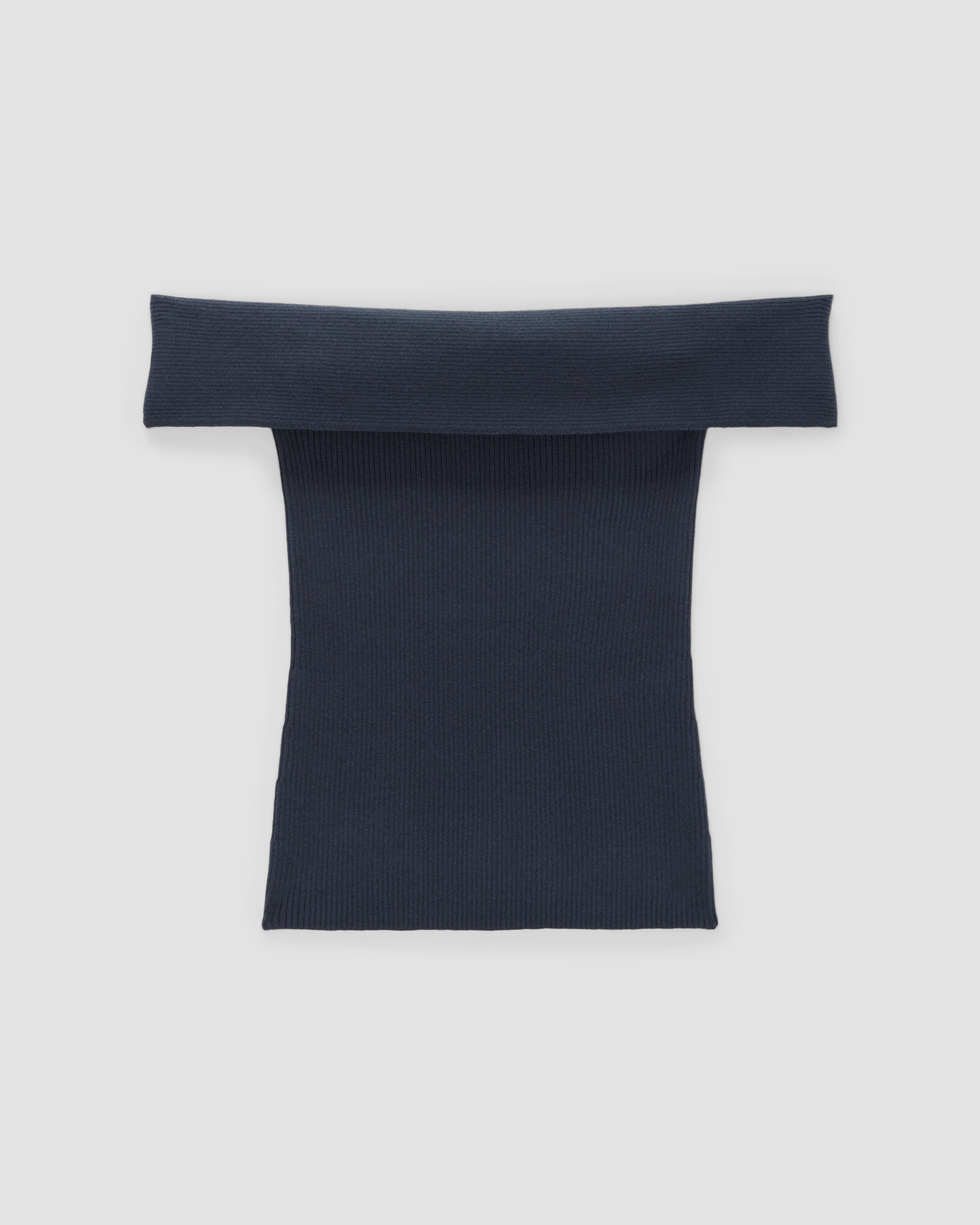 The Ribbed Cotton Off-The-Shoulder Top Navy – Everlane