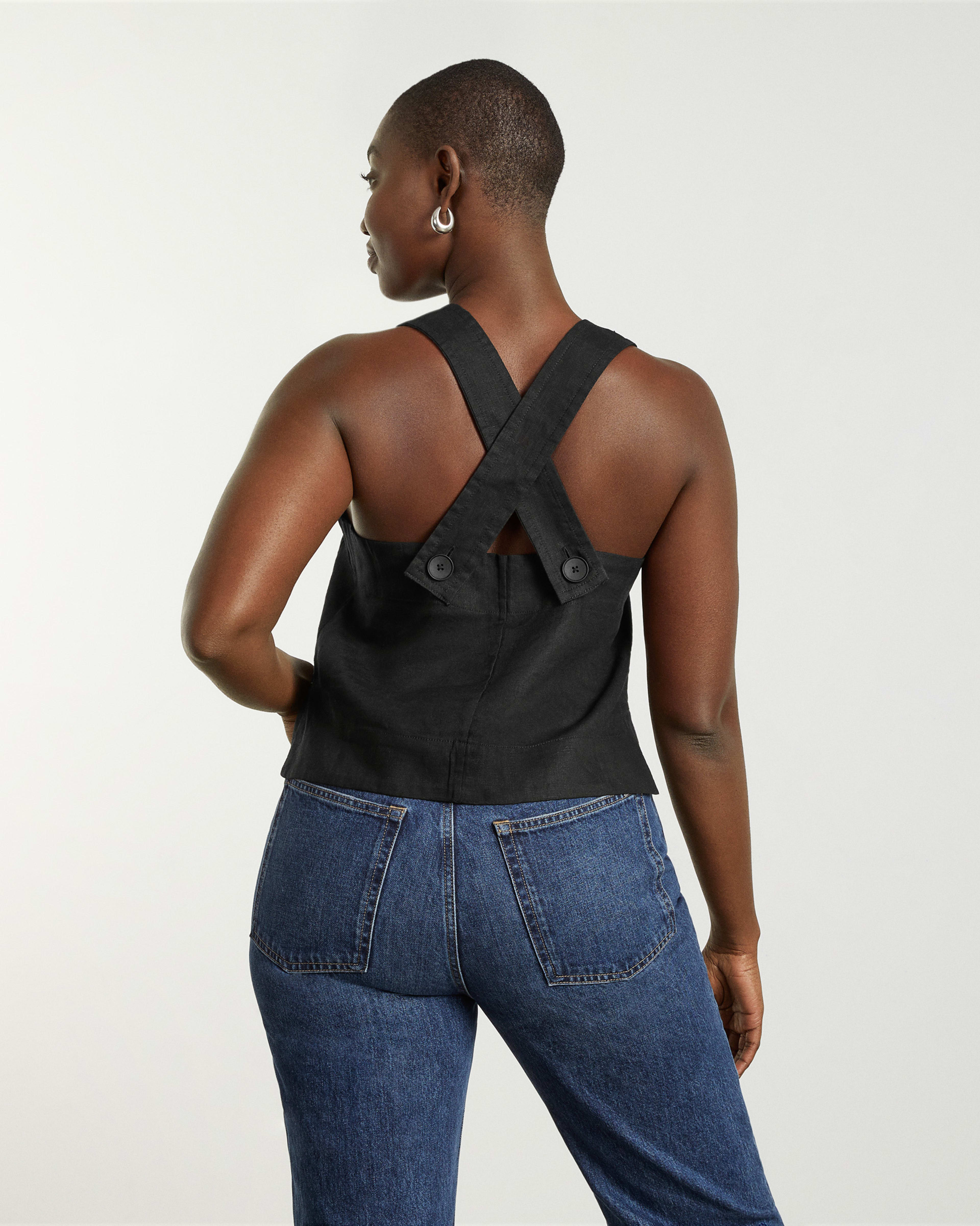 The Apron Linen Tank Black – Everlane