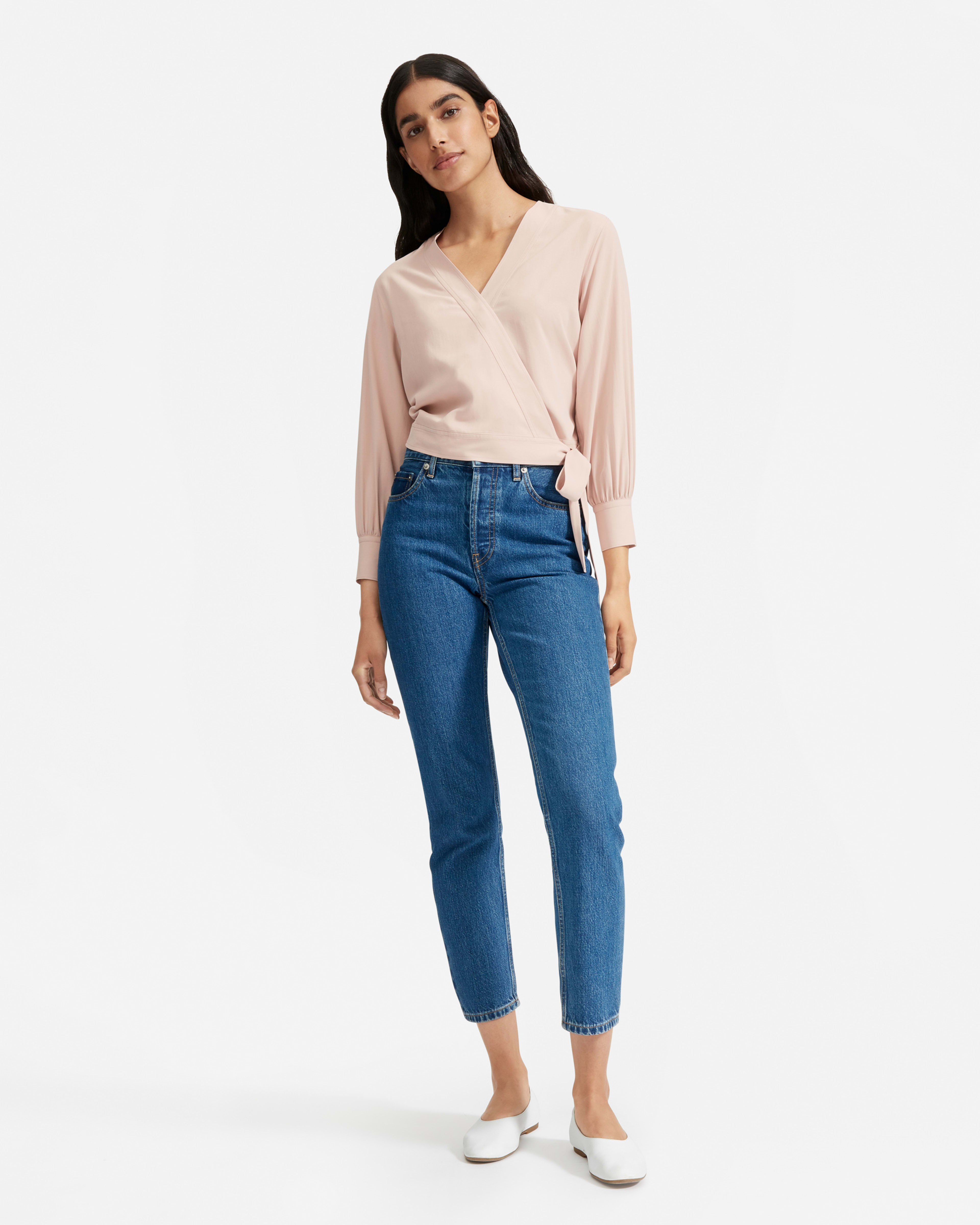 The Washable Silk Wrap Top Rose – Everlane