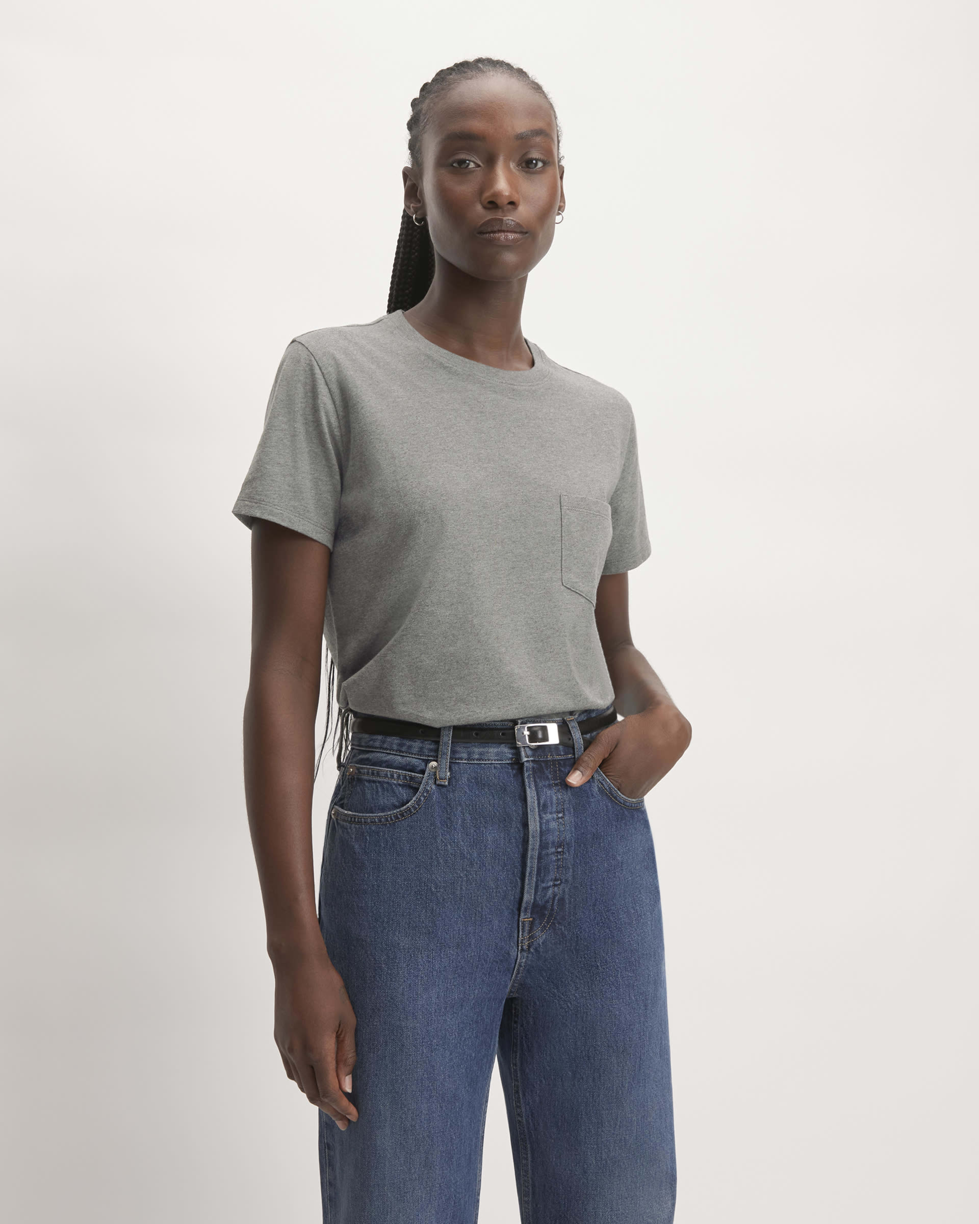 The Organic Cotton Box-Cut Tee Heathered Charcoal – Everlane