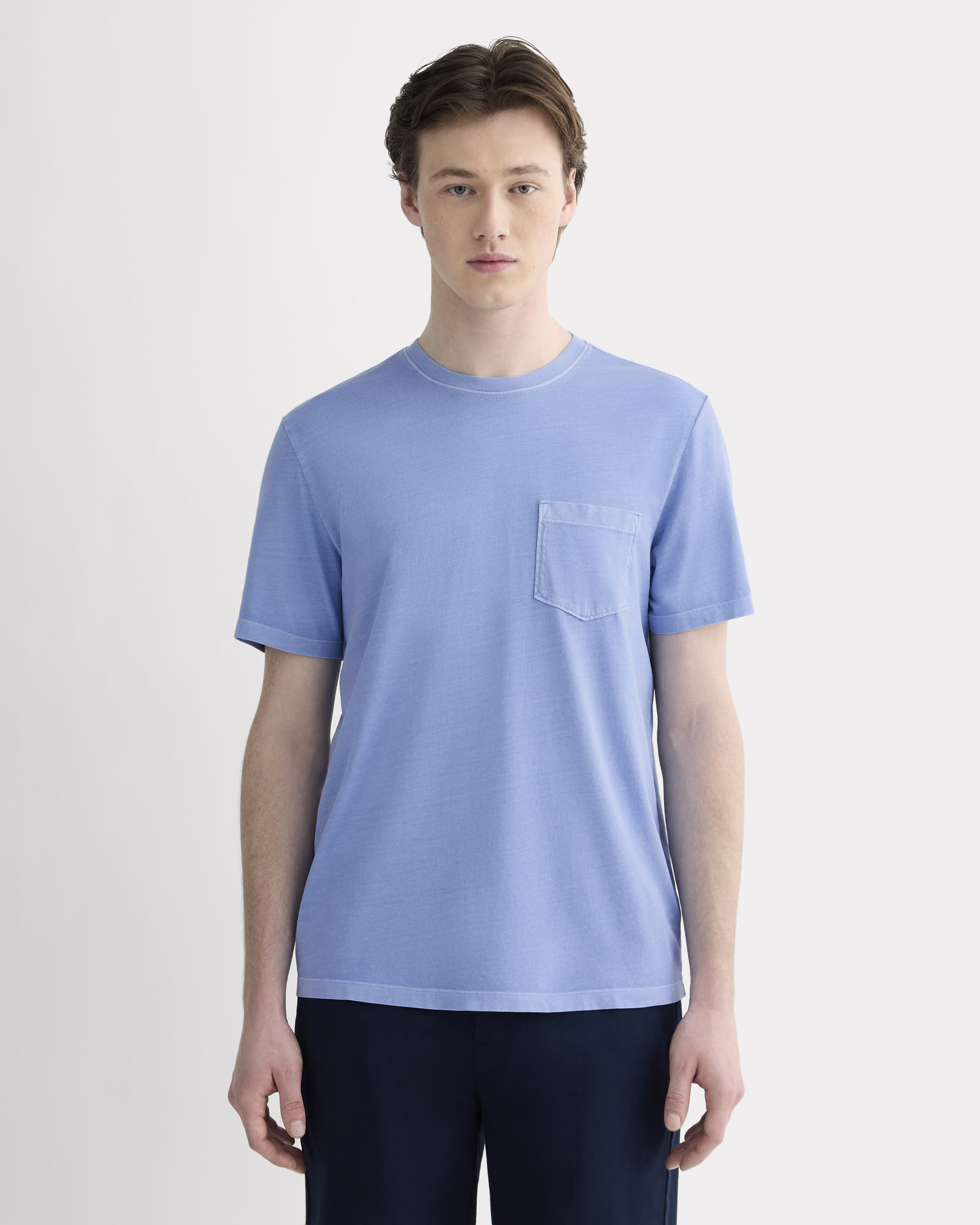 The Essential Organic Garment-Dyed Crew Granada Sky Blue Garment Dye ...