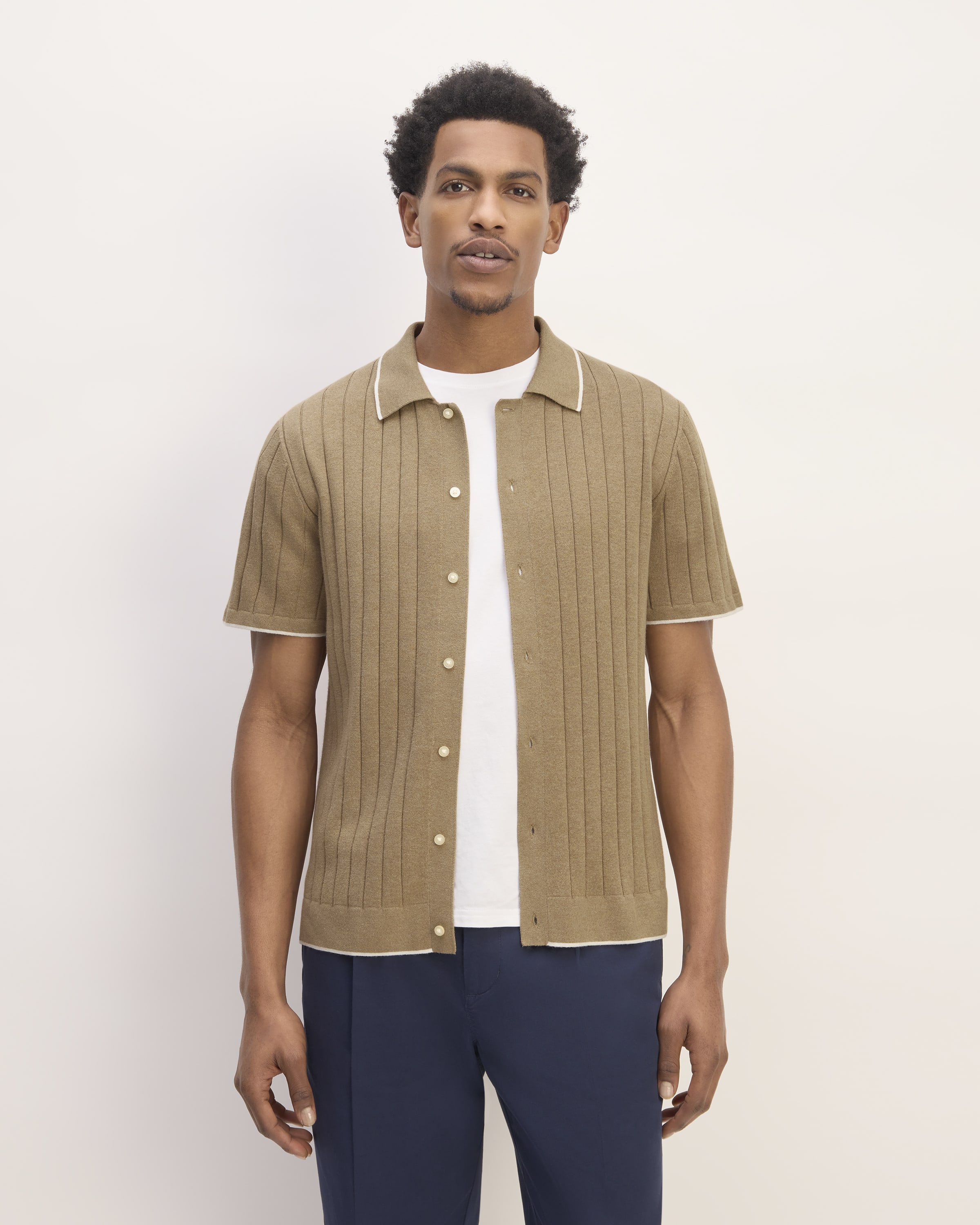 The No-Sweat Button-Down Polo Dark Heathered Camel – Everlane