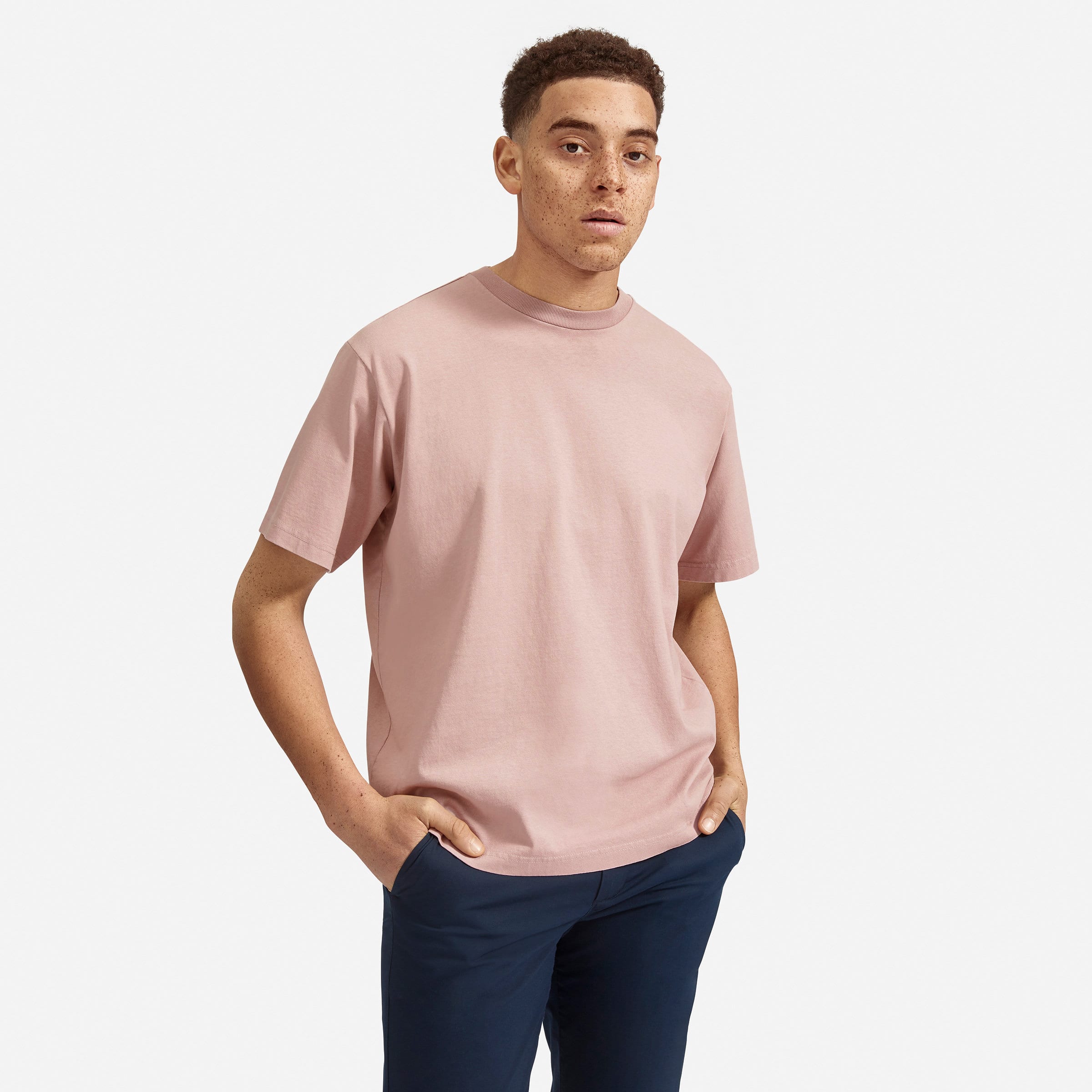 The Premium-Weight Relaxed Crew | Uniform Washed Faded Pink – Everlane