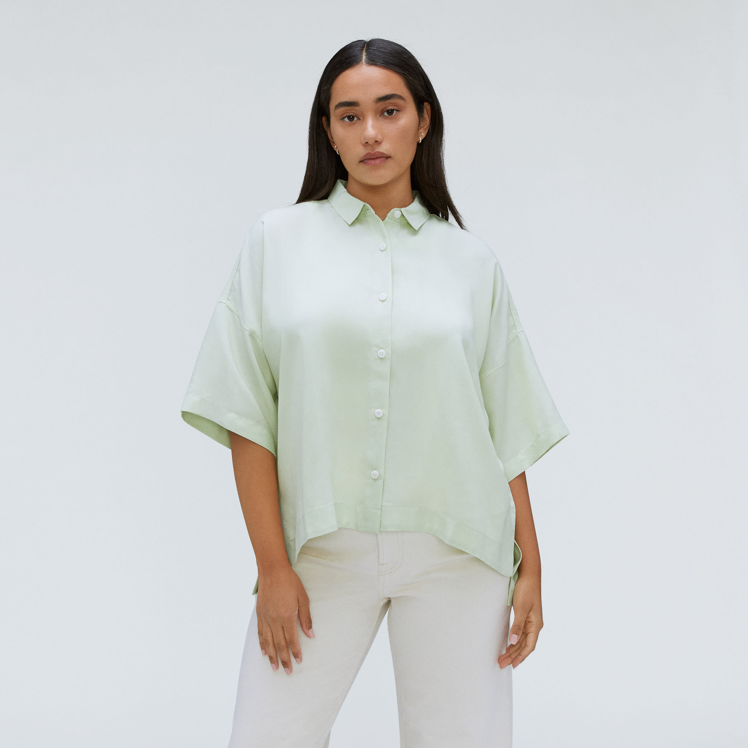 The Drapey Square Shirt Seafoam Green – Everlane