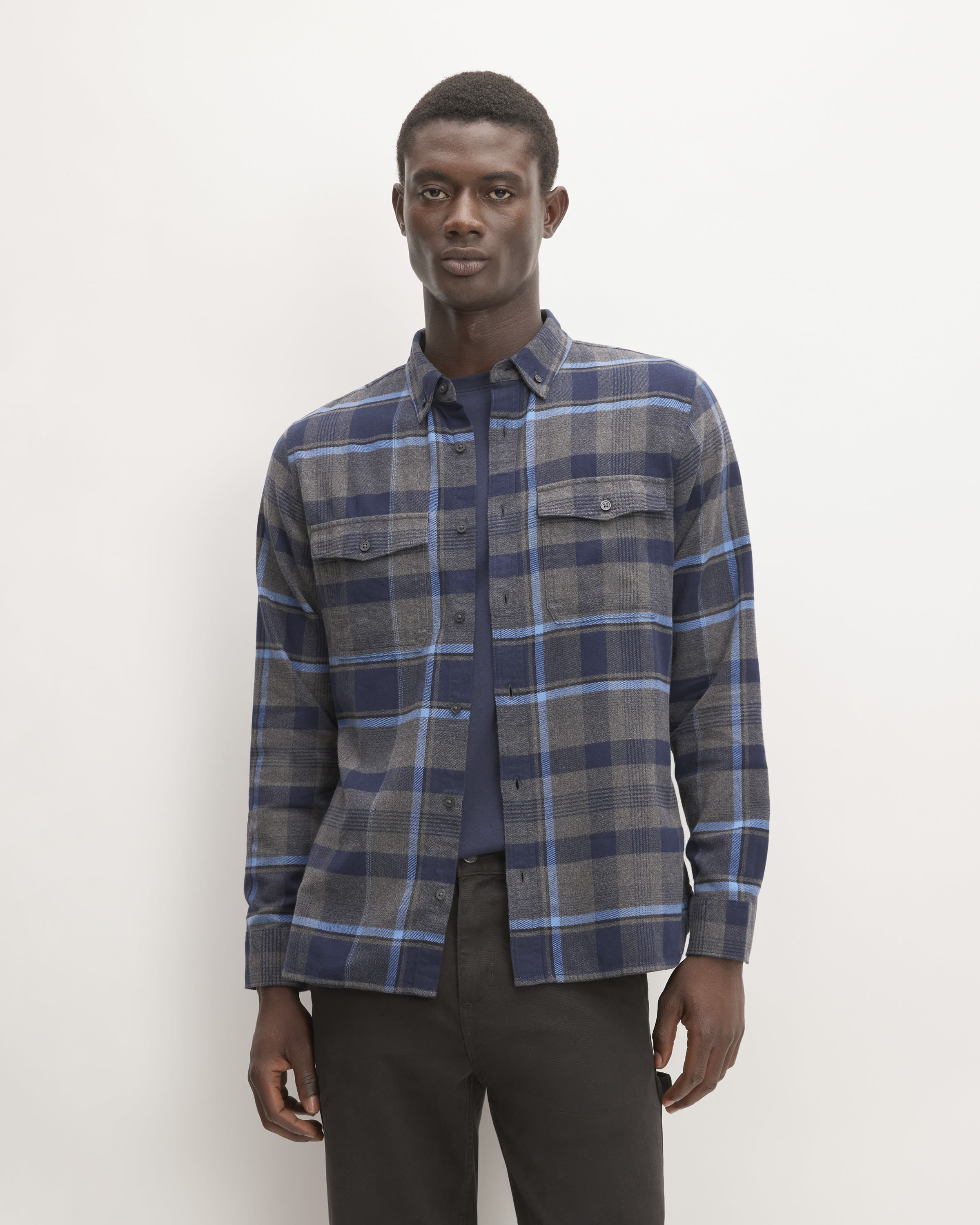 The Brushed Flannel Shirt Heritage Blue / Black / Navy / Heather ...