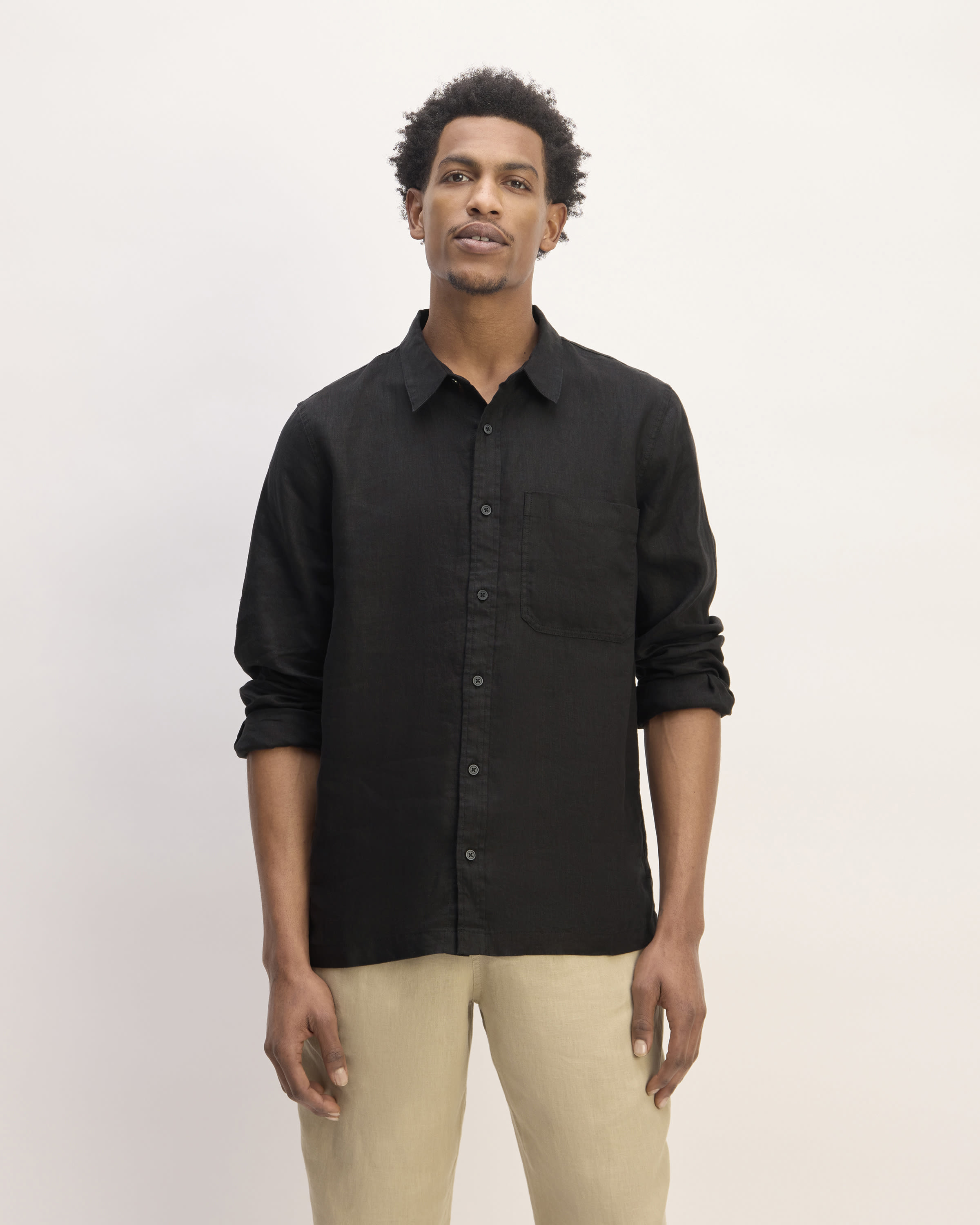 The Linen Straight Hem Shirt Black – Everlane