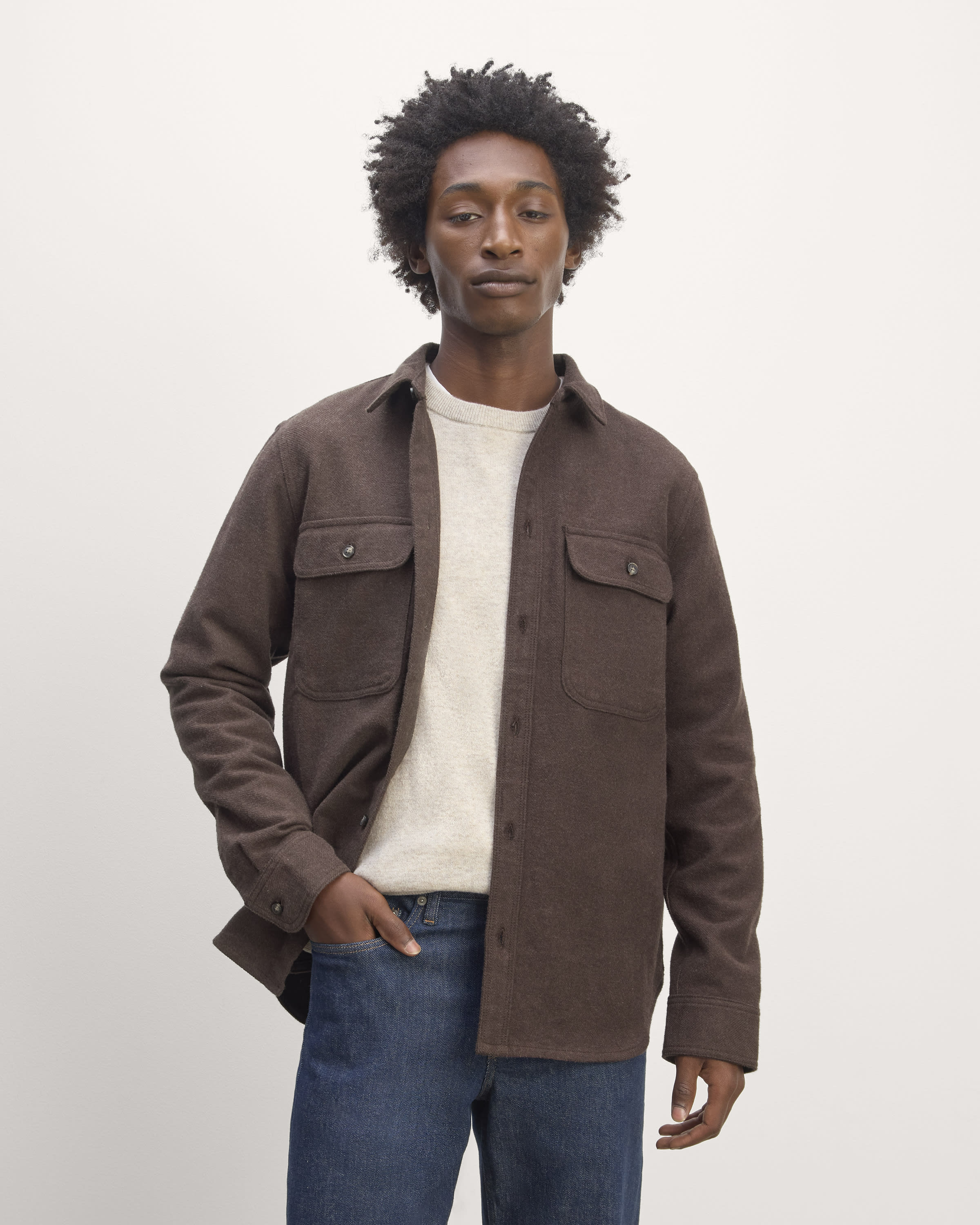The Heavyweight Overshirt | Uniform Heather Earth Brown – Everlane
