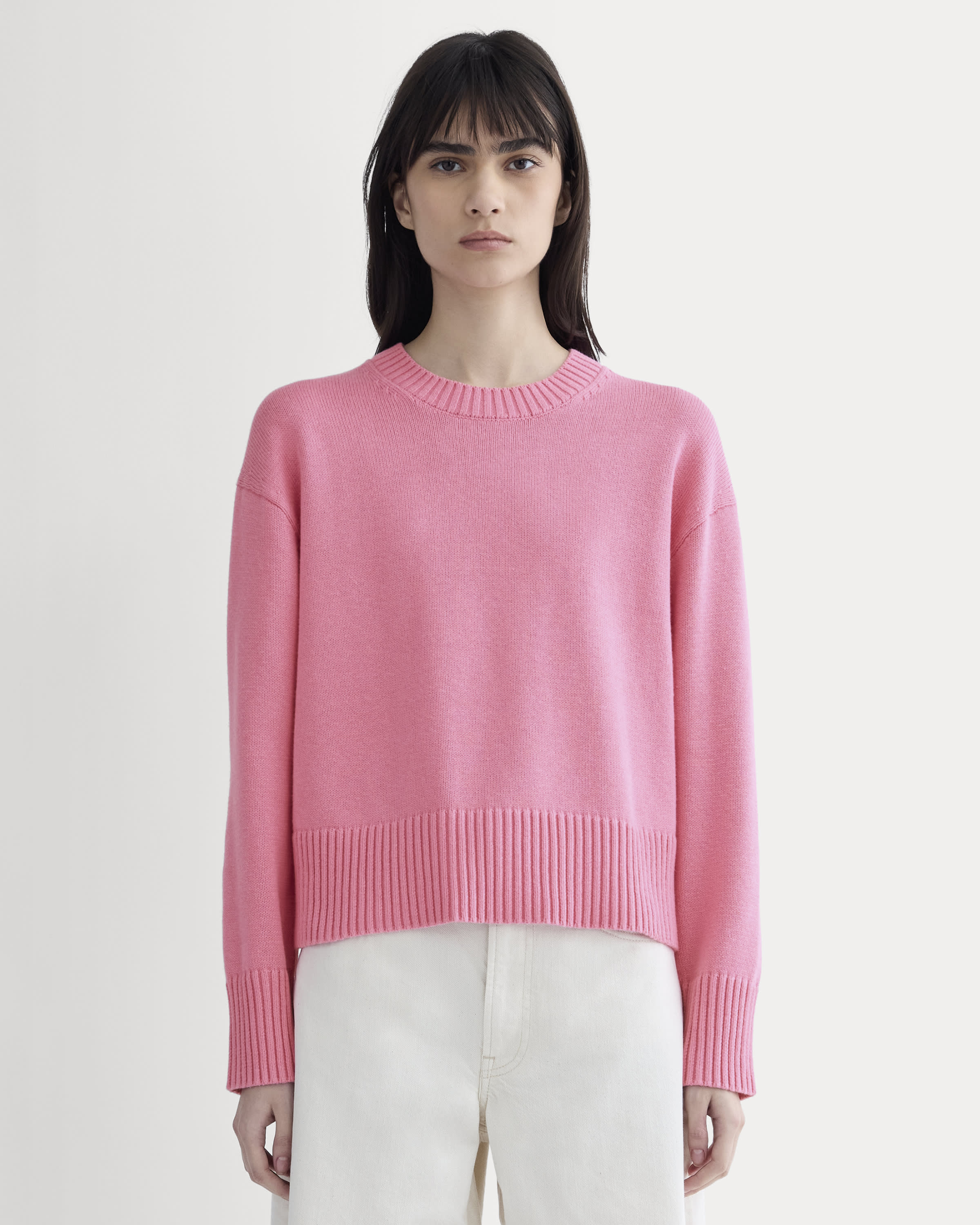 The Boxy Sweater in Everyday Cotton Deep Pink – Everlane