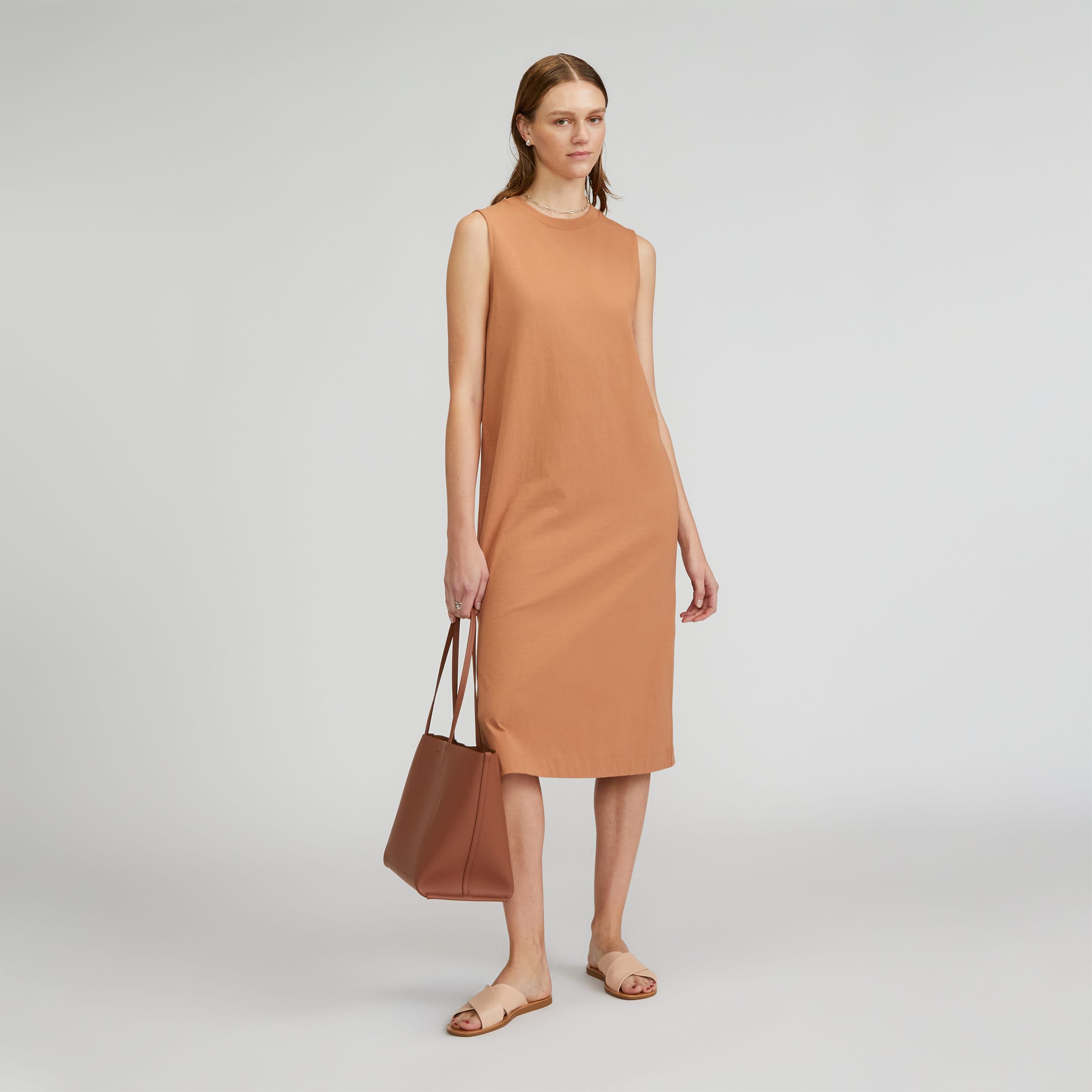 The Organic Cotton Weekend Tank Dress Tawny Brown – Everlane