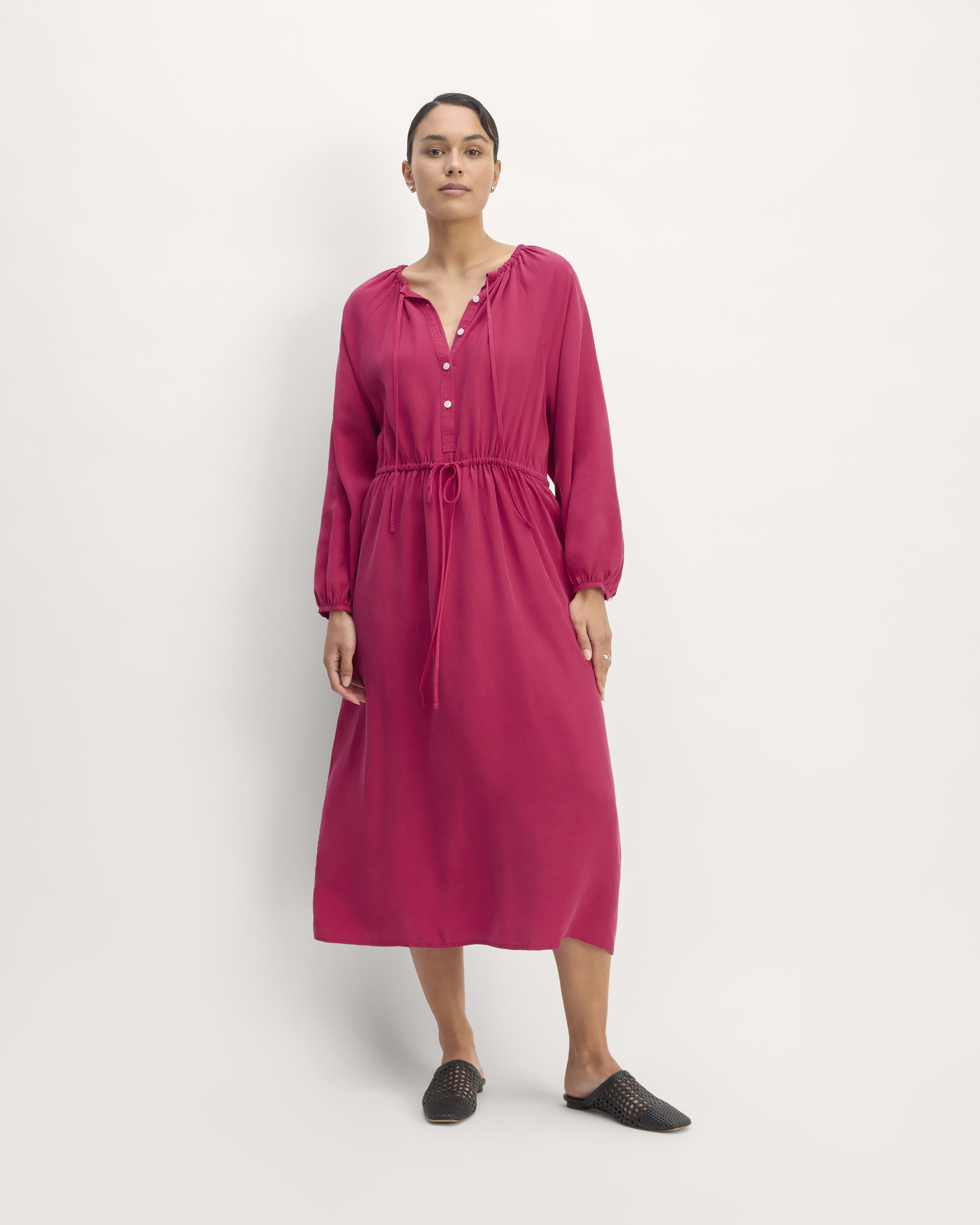 The TENCEL™ Gathered Maxi Dress Red Currant – Everlane