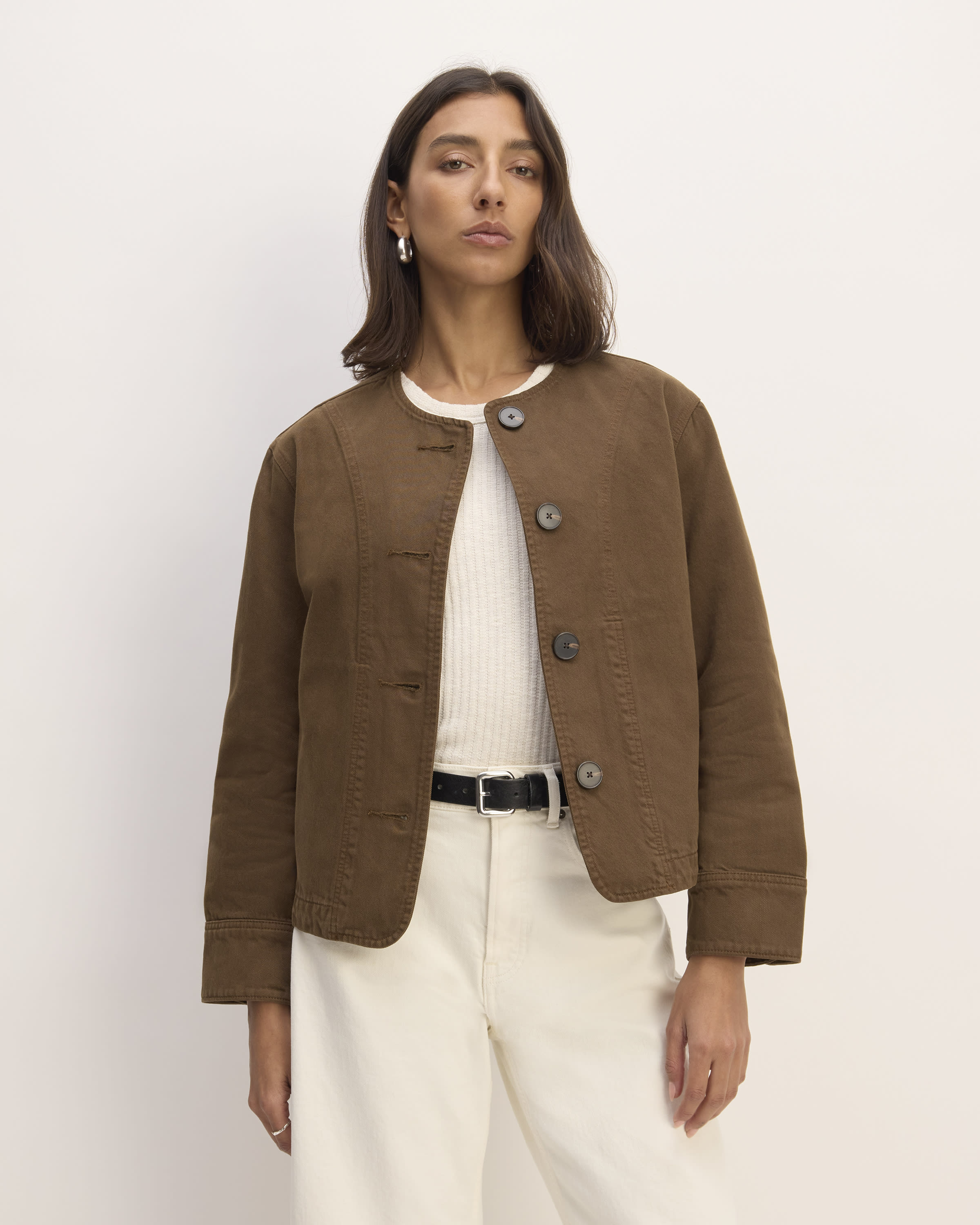 The Denim Barrel Jacket Cocoa – Everlane
