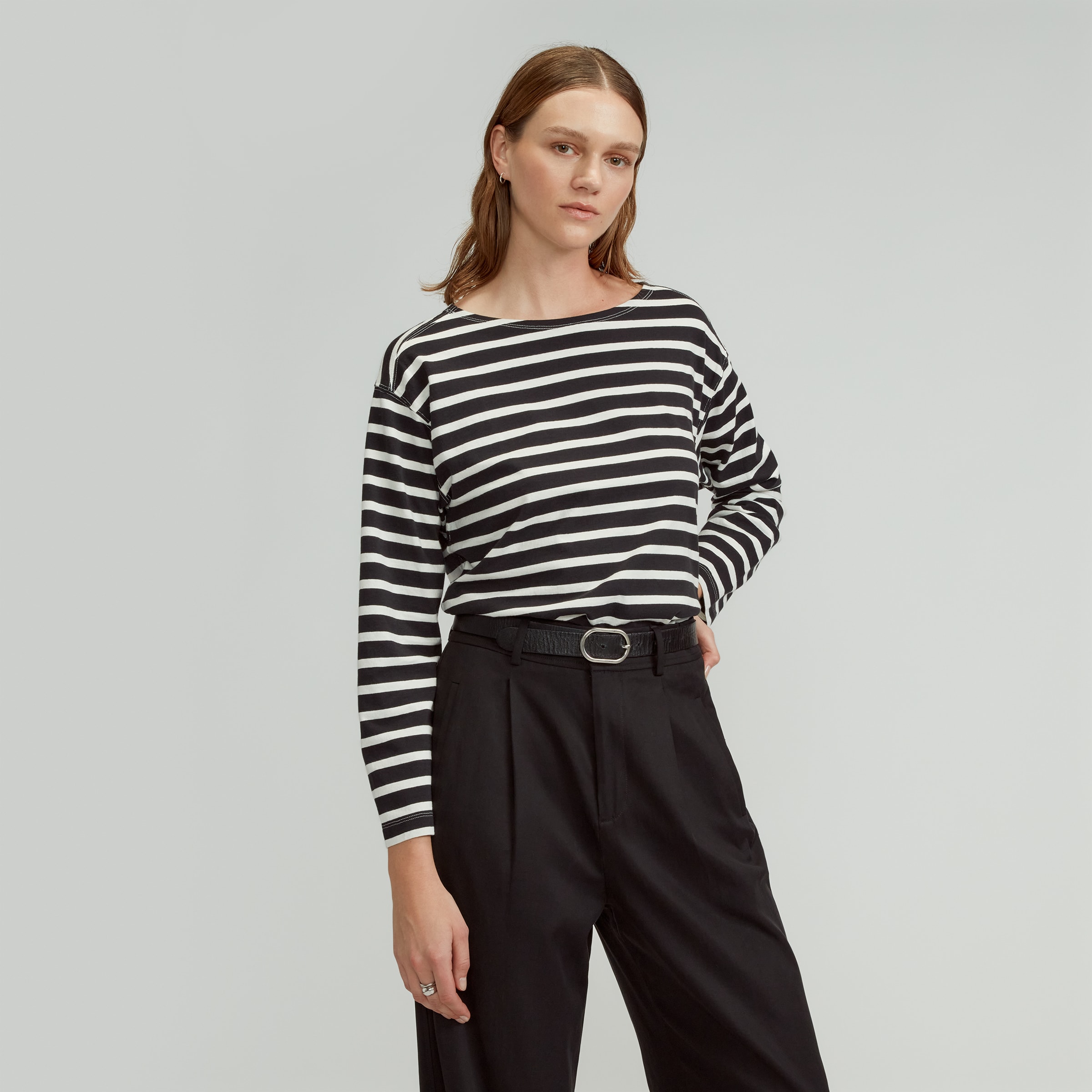 The Modern Breton Tee Black / Canvas Tan – Everlane