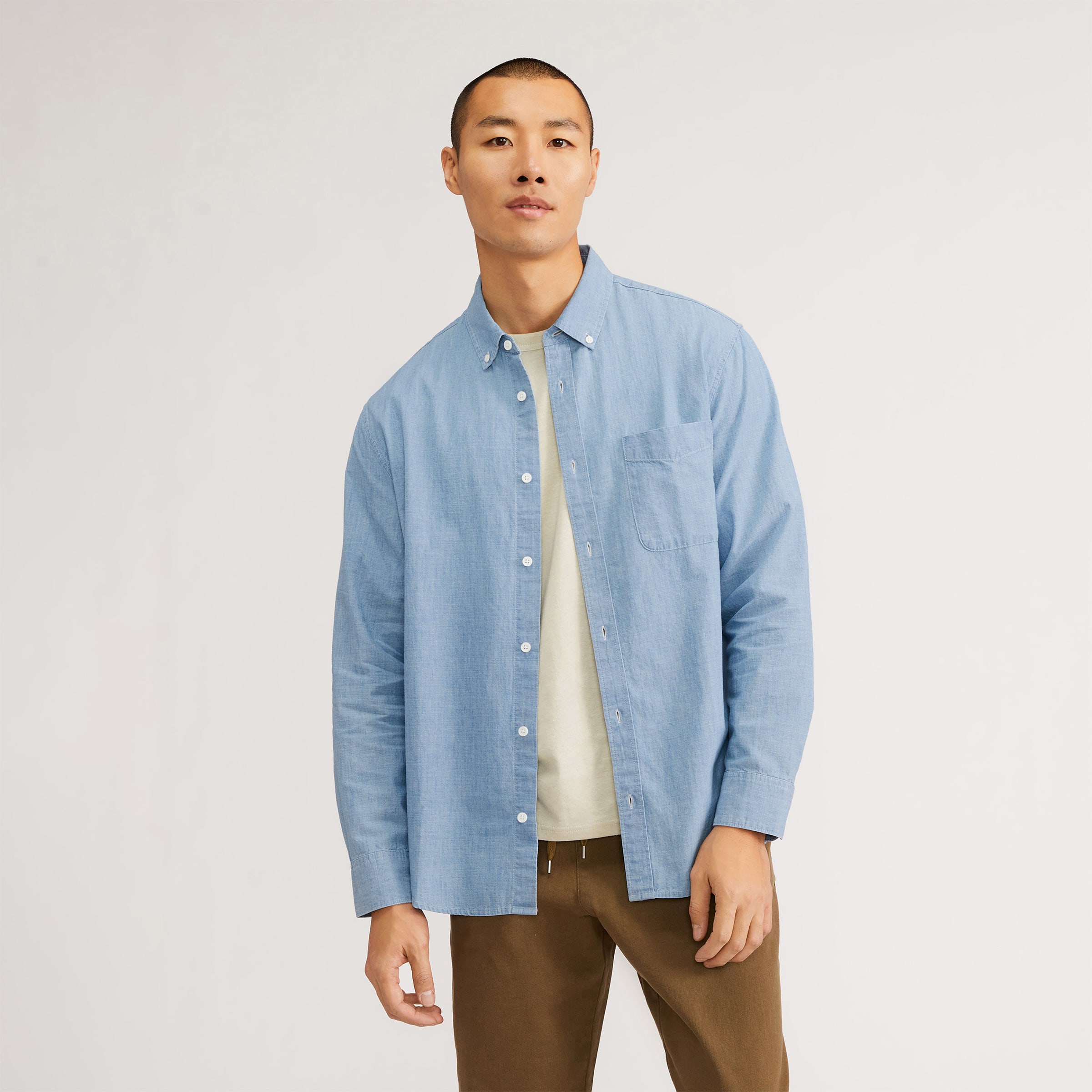 The Relaxed Organic Chambray Shirt Mid ReChambray – Everlane
