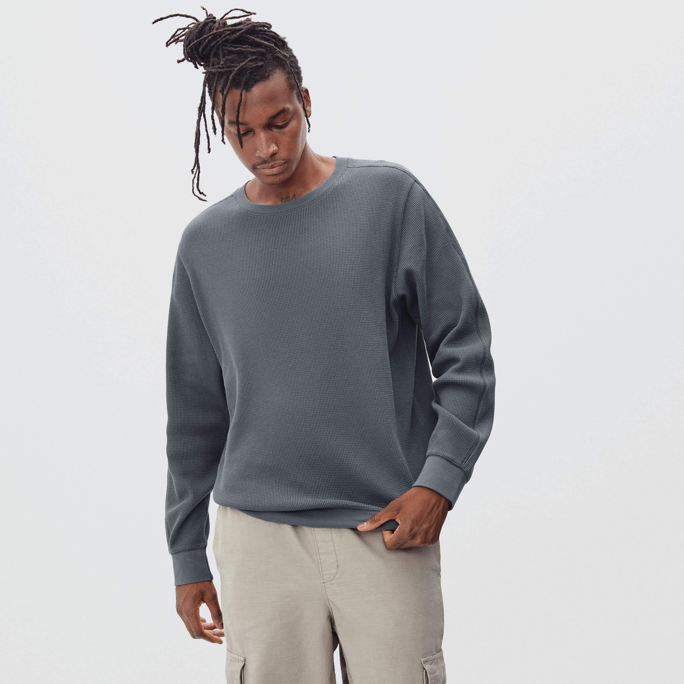 The Waffle Long-Sleeve Crew Tee Slate – Everlane