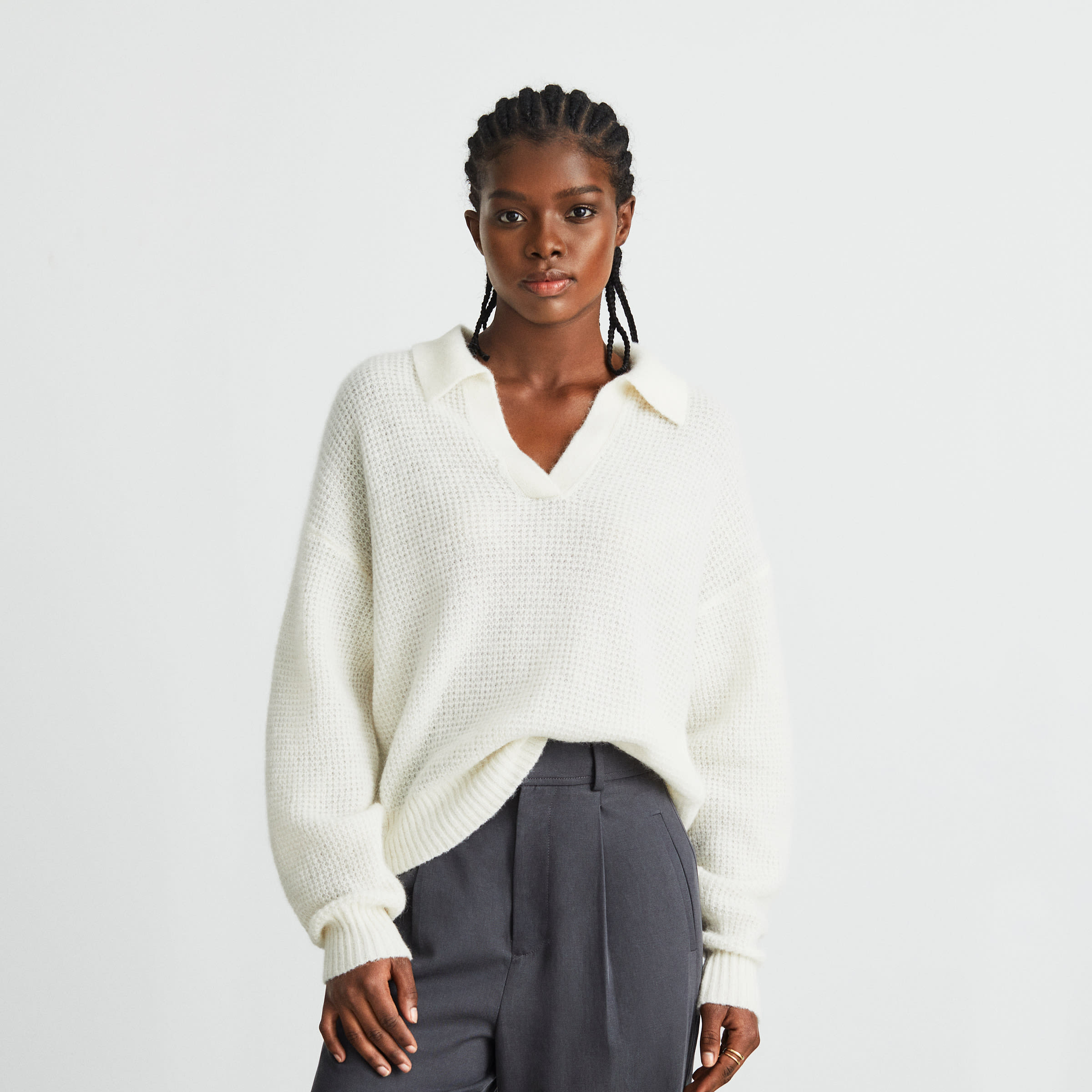 The Alpaca Waffle-Stitch Polo Snow – Everlane