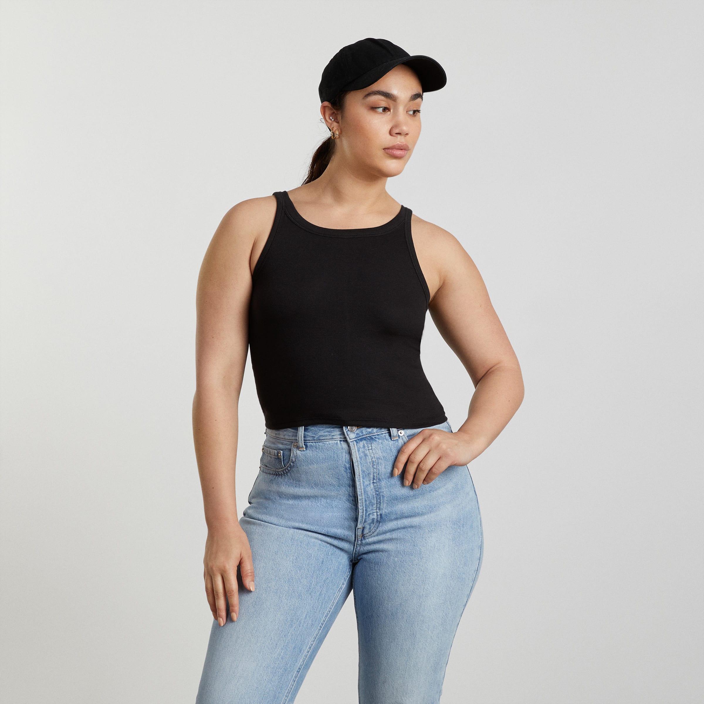 The Pima Micro-Rib Short Tank Black – Everlane