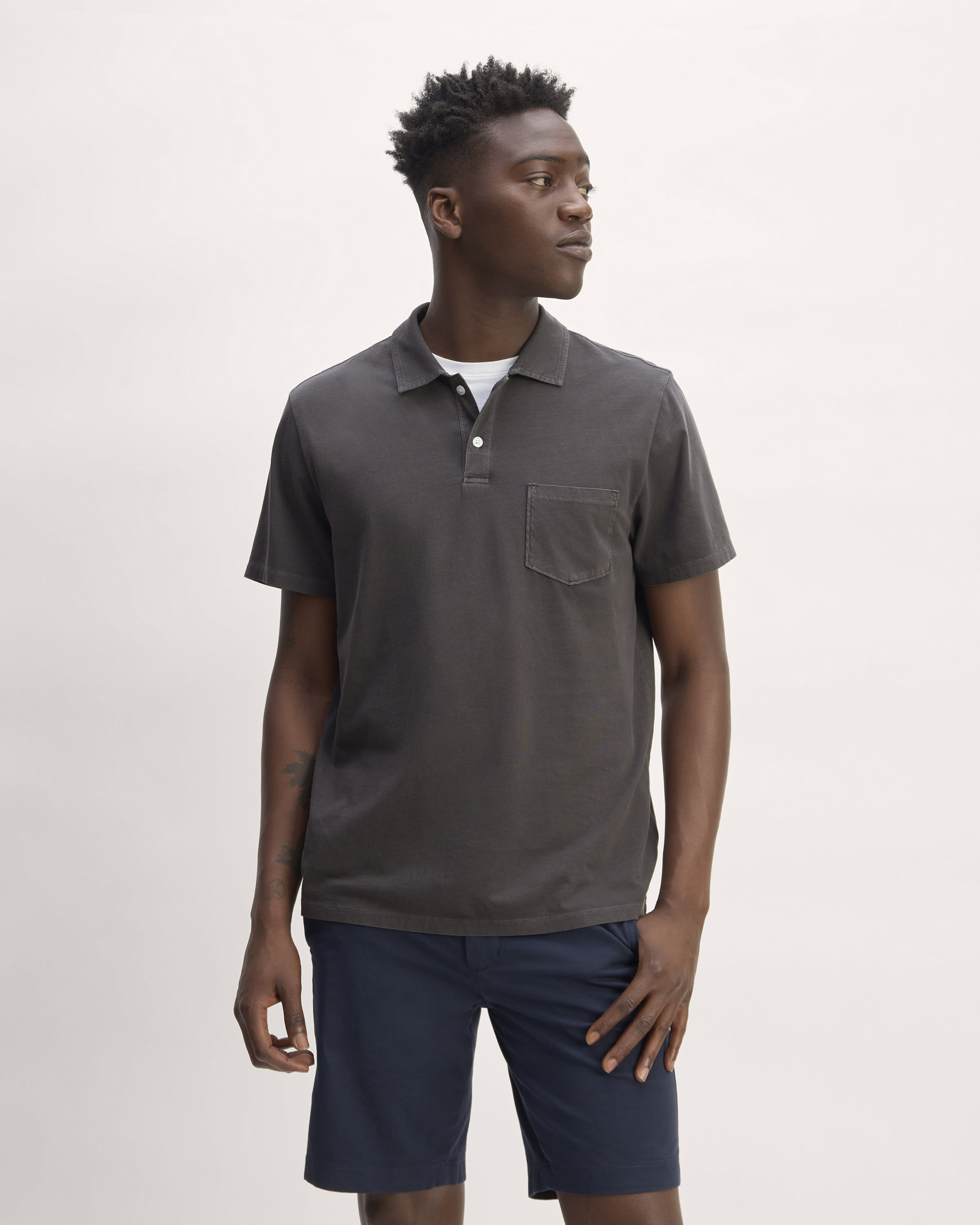 The Essential Organic Garment-Dyed Polo Black – Everlane