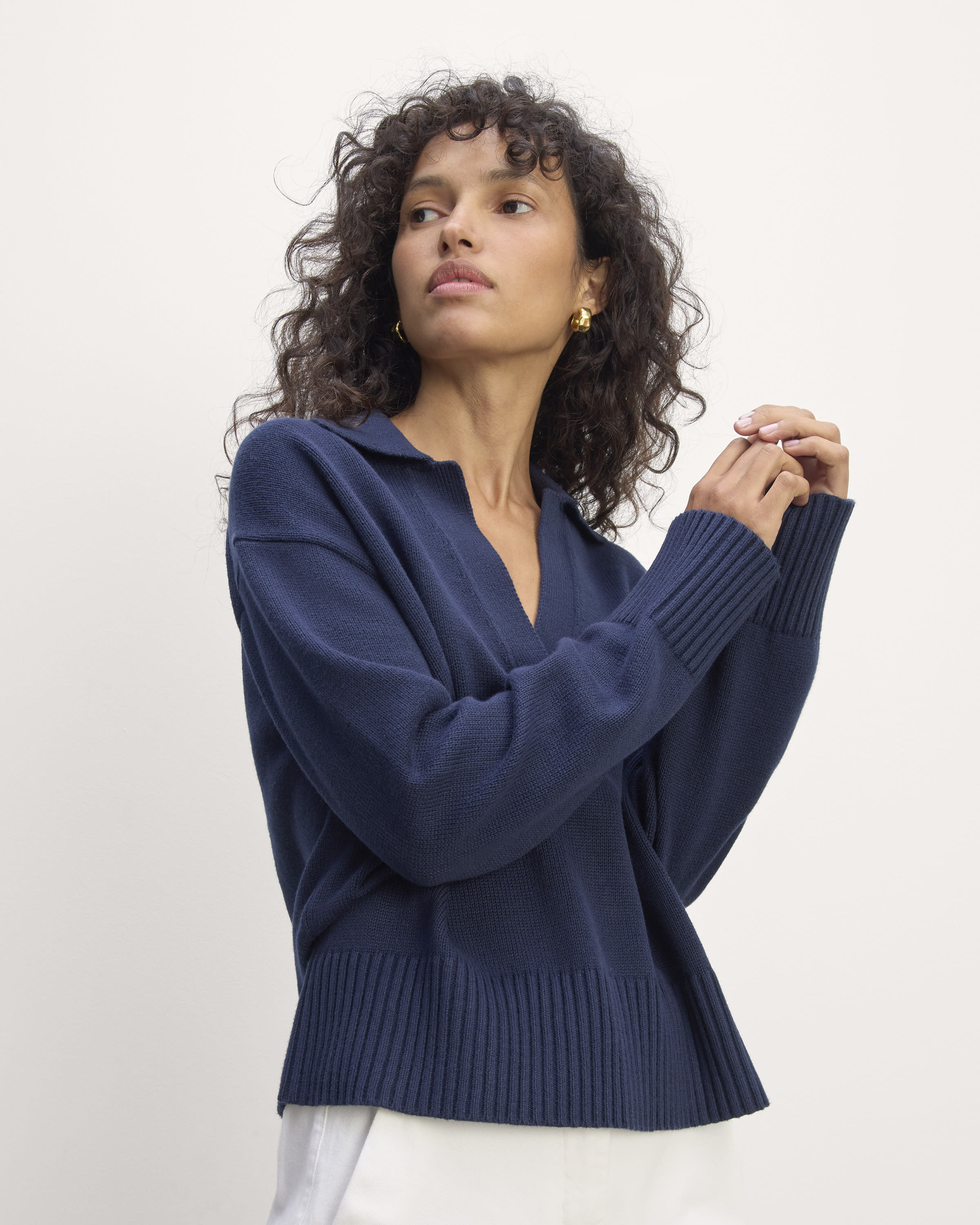 The Boxy Polo in Everyday Cotton Navy – Everlane