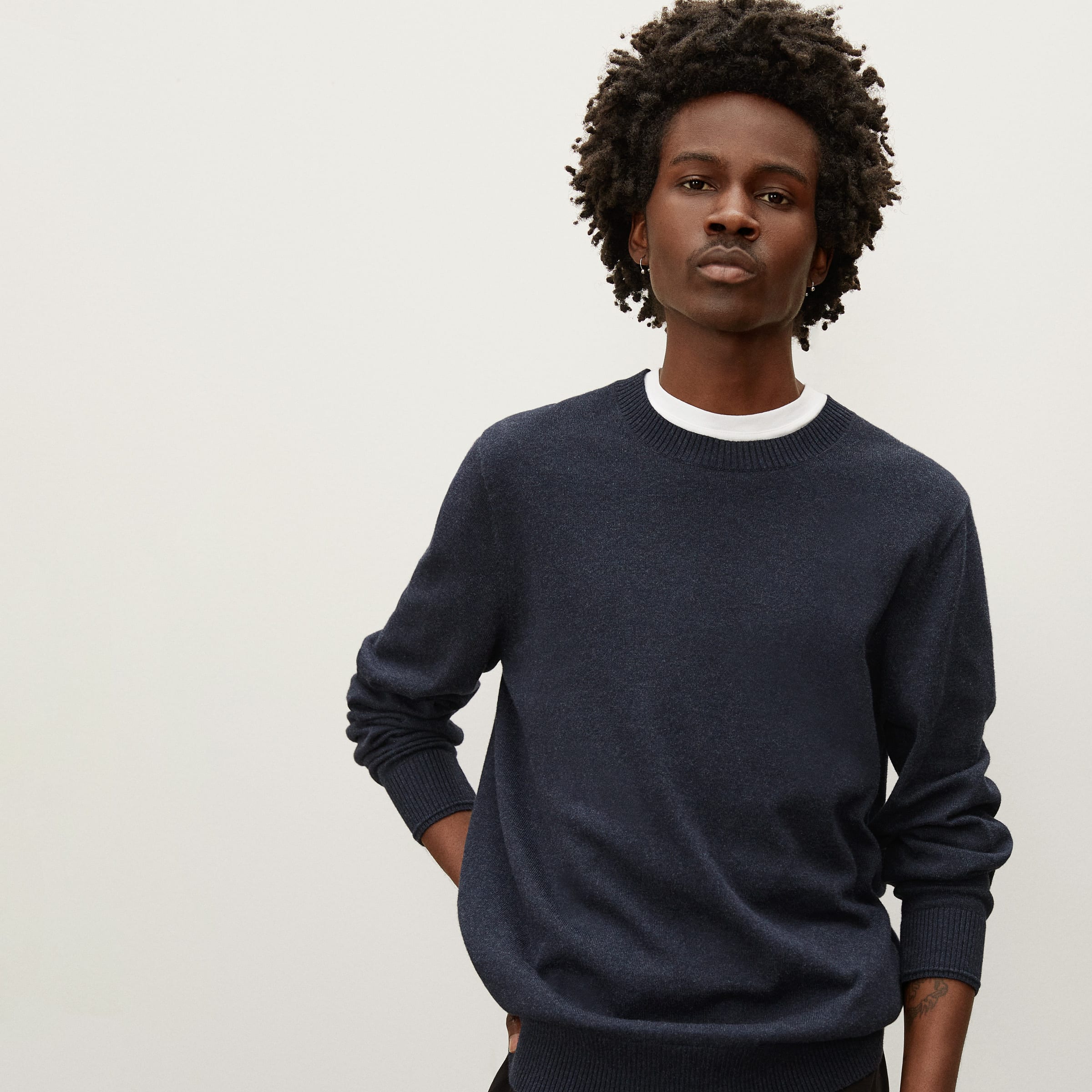 The No-Sweat Sweater | Uniform Heathered Midnight – Everlane