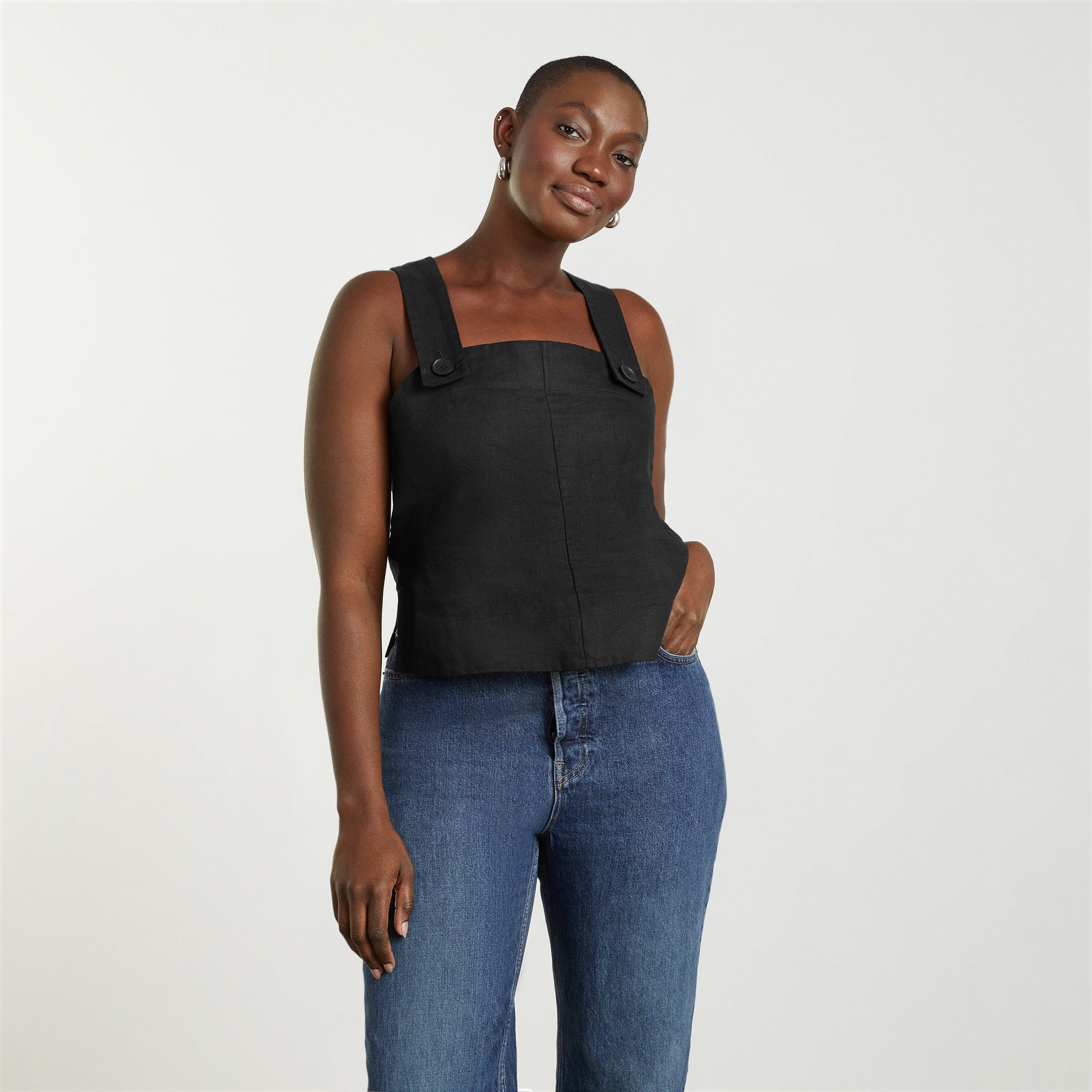The Apron Linen Tank Black – Everlane