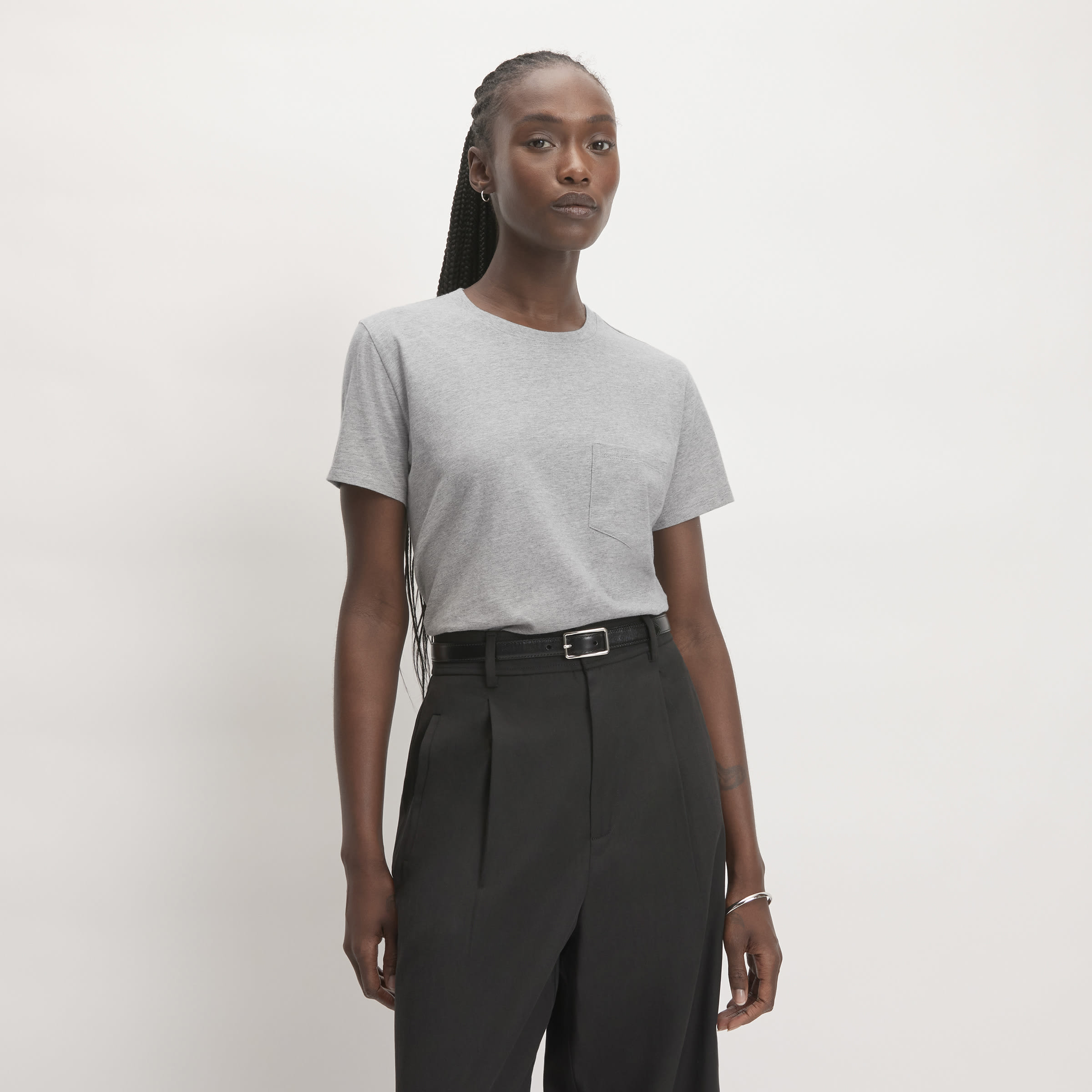 The Organic Cotton Box-Cut Tee Heathered Grey – Everlane