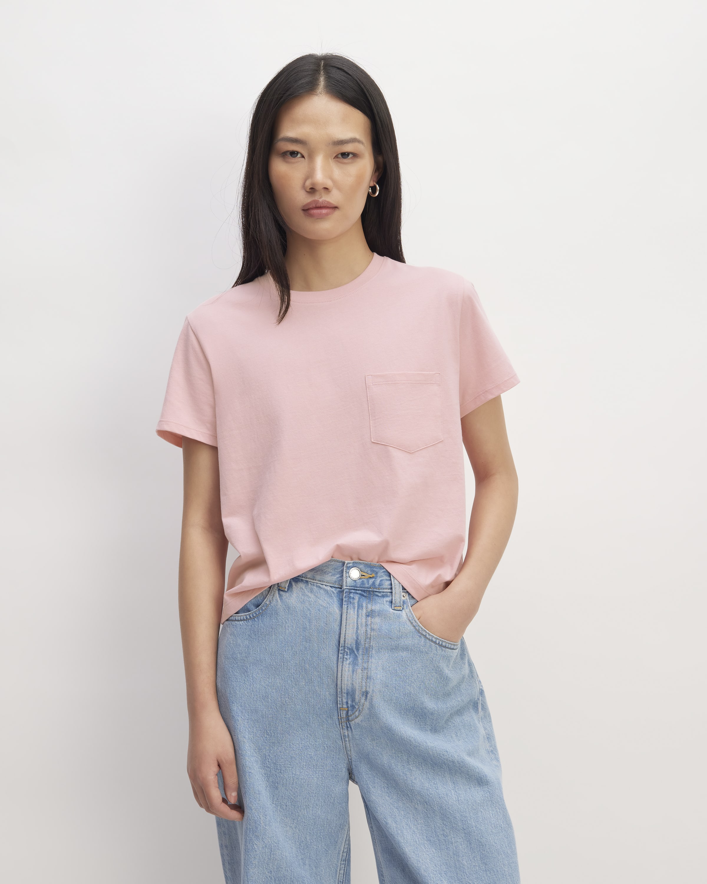 The Box-Cut Tee in Essential Cotton Rose Pink – Everlane