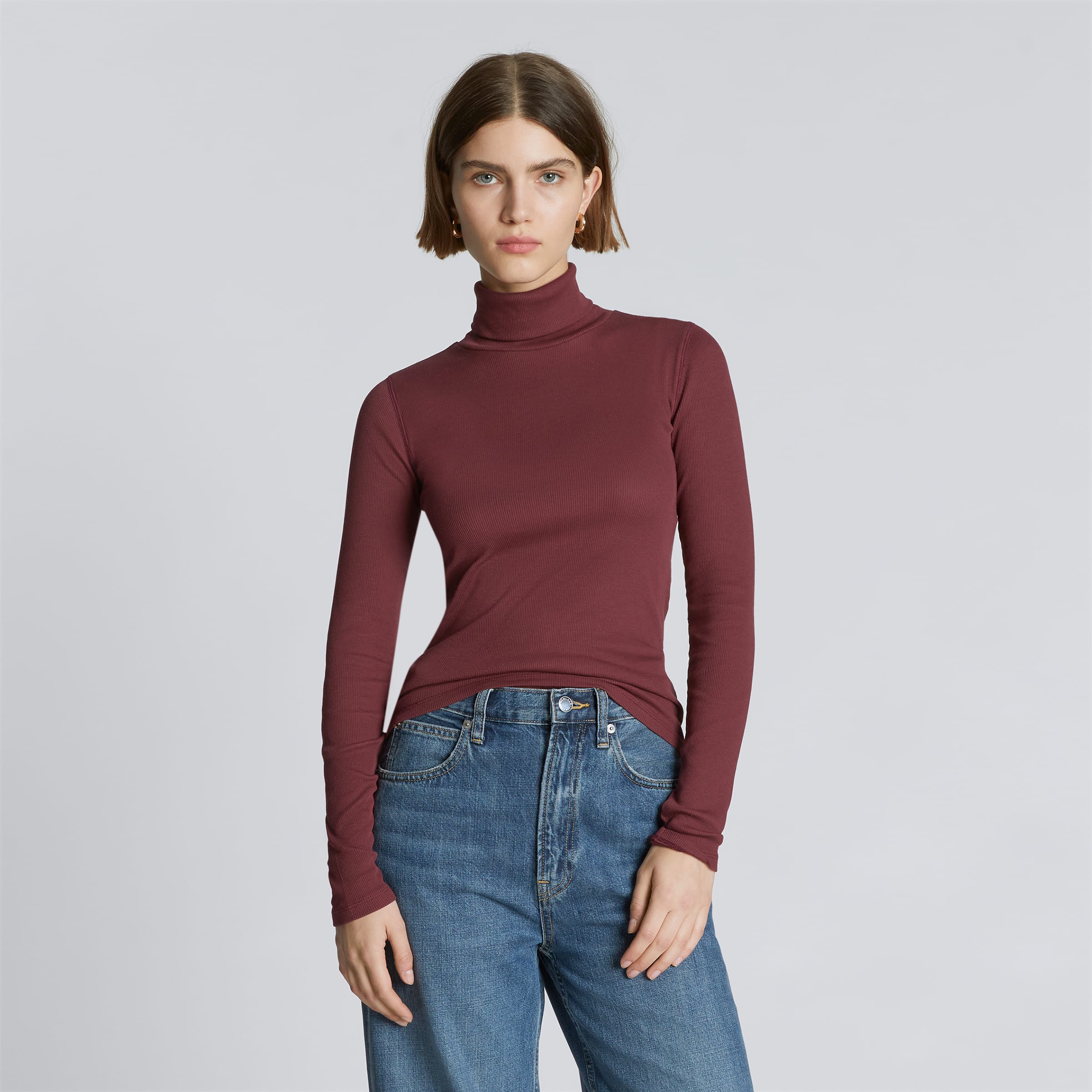 The Pima Micro-Rib Turtleneck Brandy – Everlane