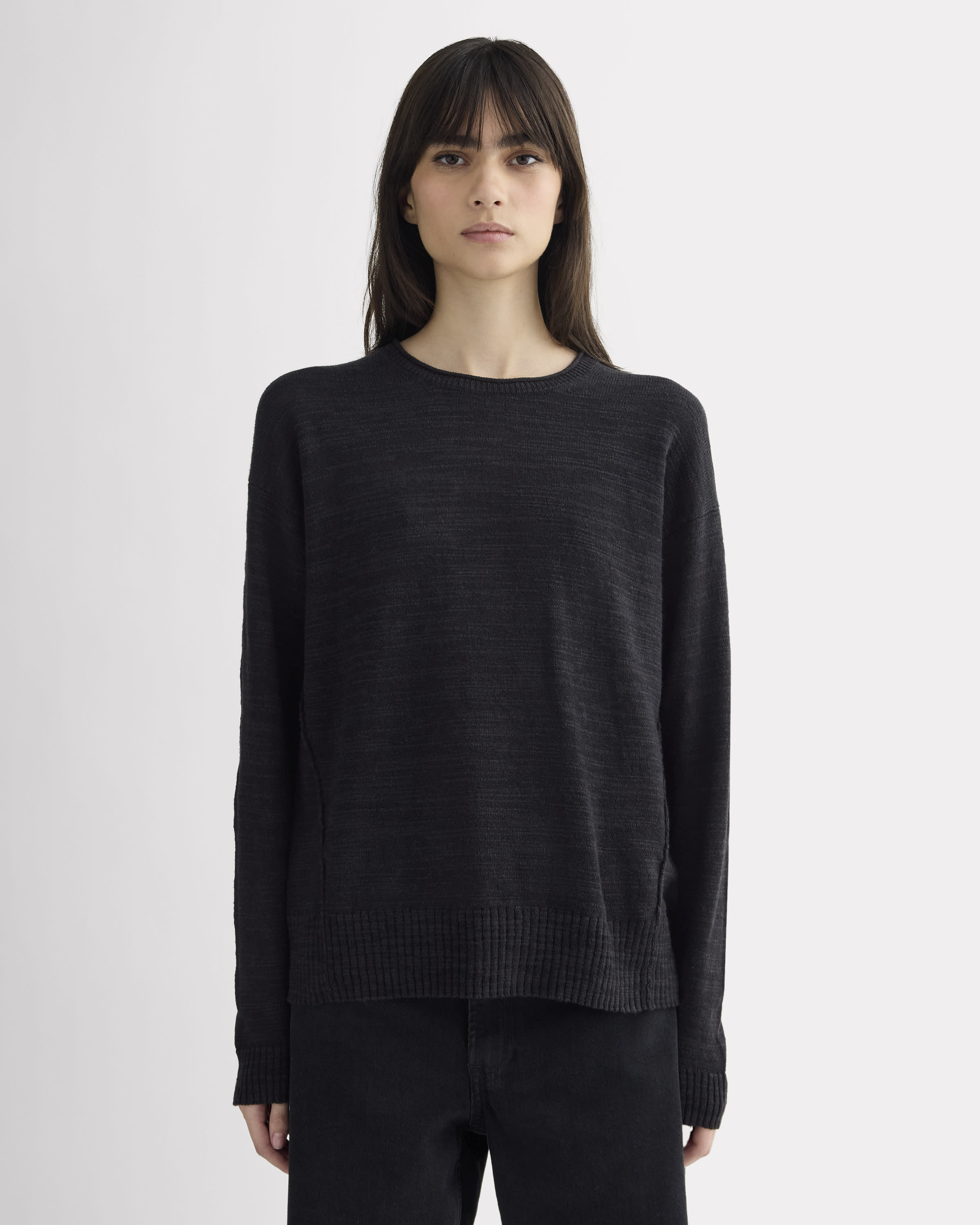 The Slouch Sweater in Cotton Linen Black – Everlane