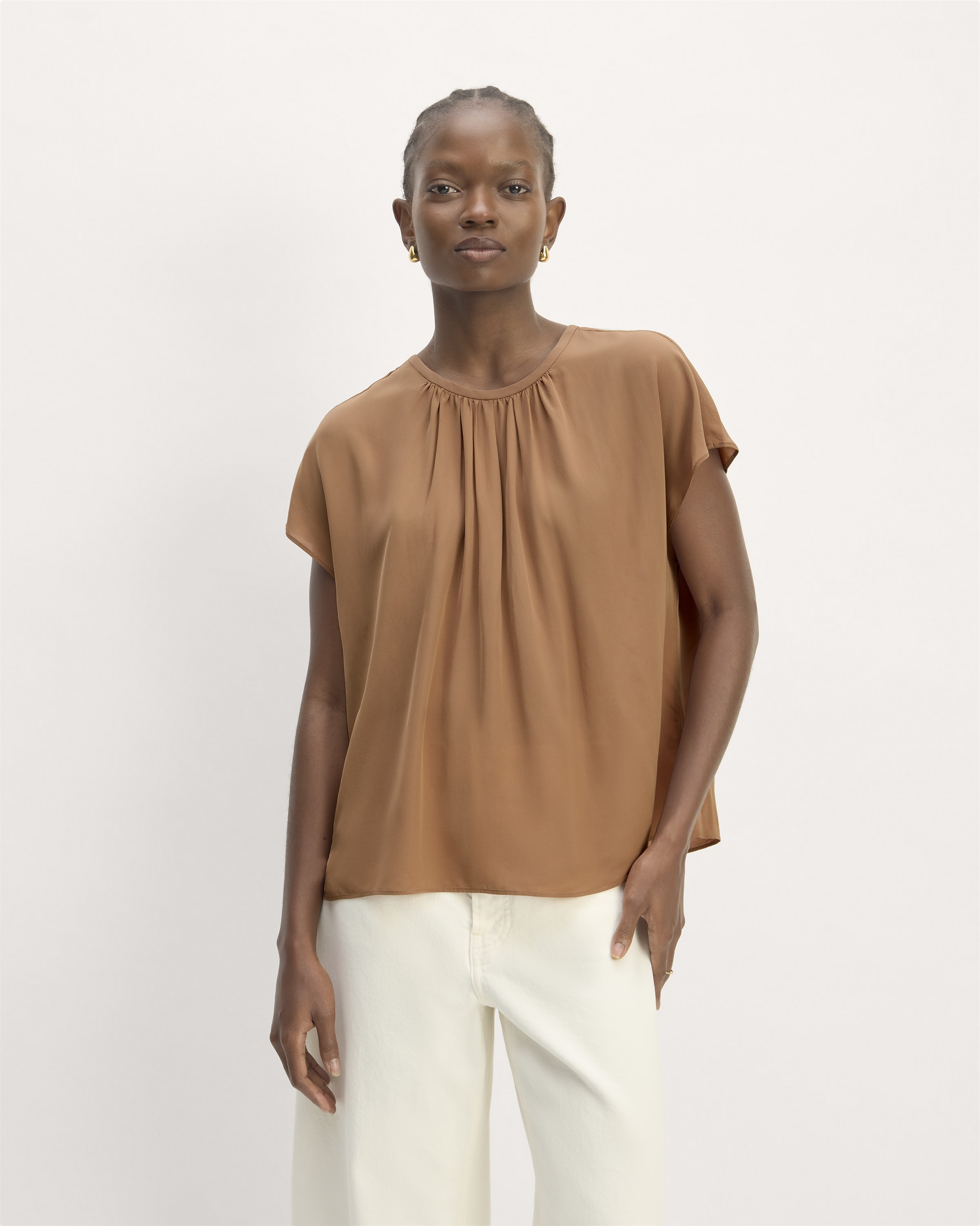The Gathered Neck Top Carob Brown – Everlane